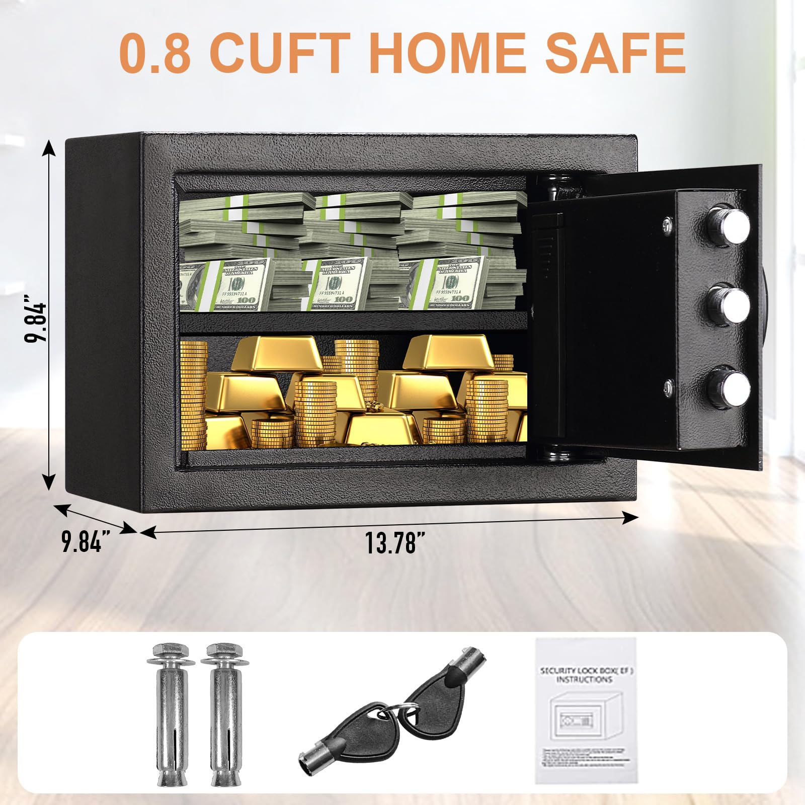 Snapklik.com : Tenamic Safe Box 0.8 Cuft Fireproof Waterproof Home Safe