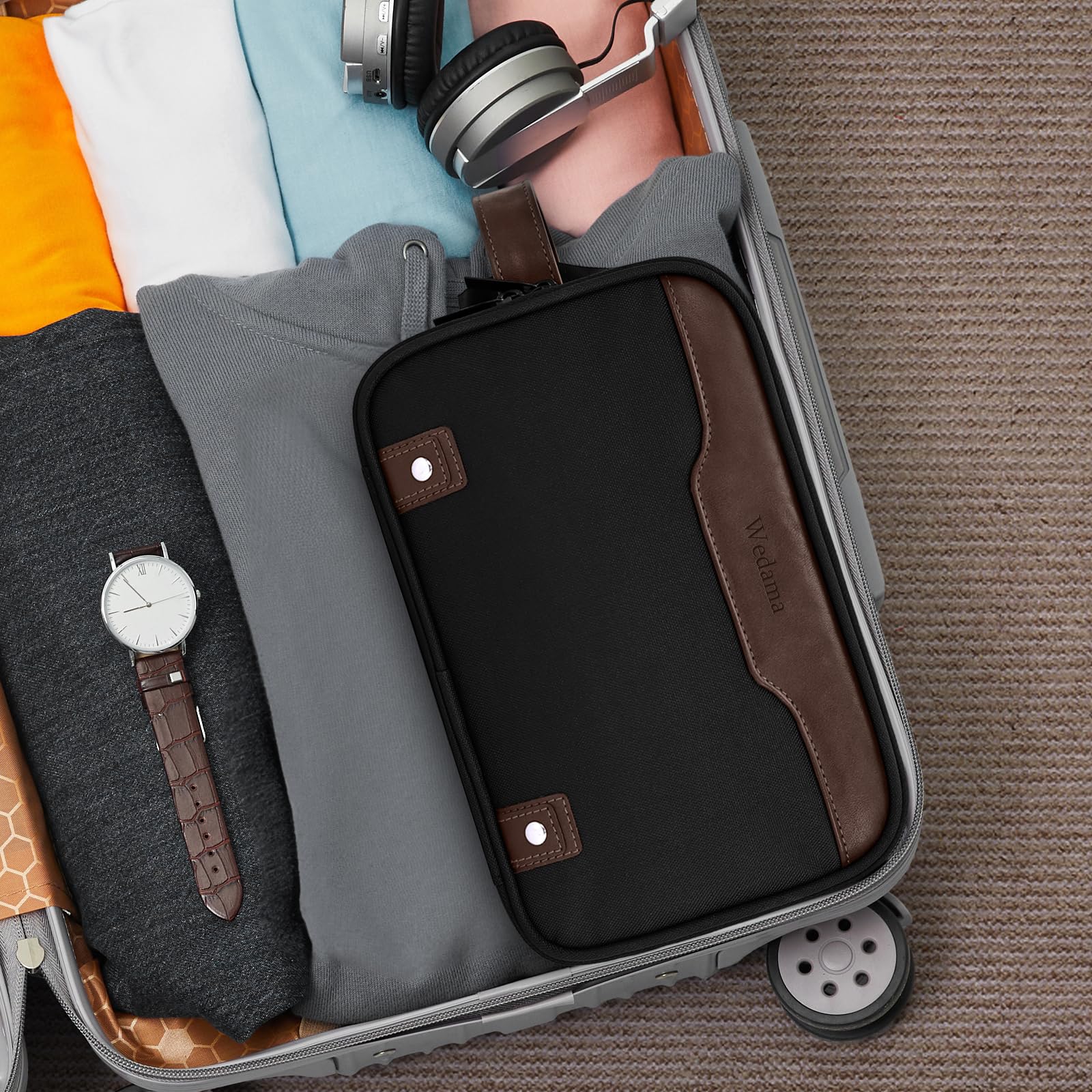 Wedama Toiletry Bag for Men, Medium Hanging Travel Toiletry Bag, Extra ...