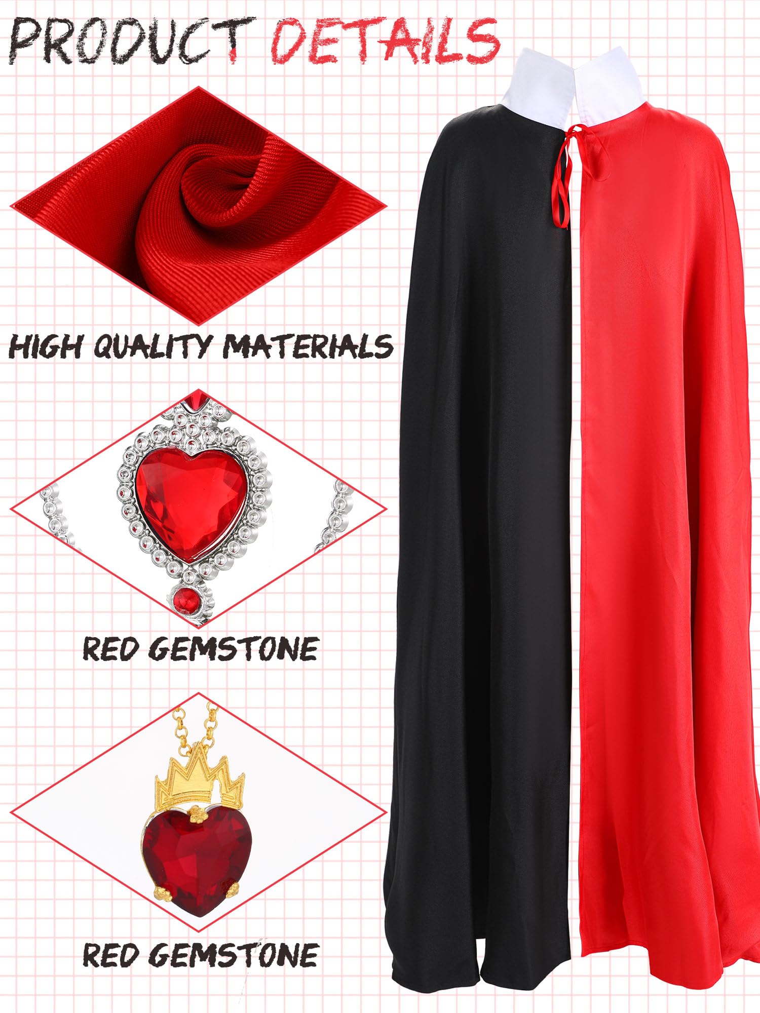 Toulite 5 Pcs Queen Adult Costume Kit with Shiny Crown Red Tights ...