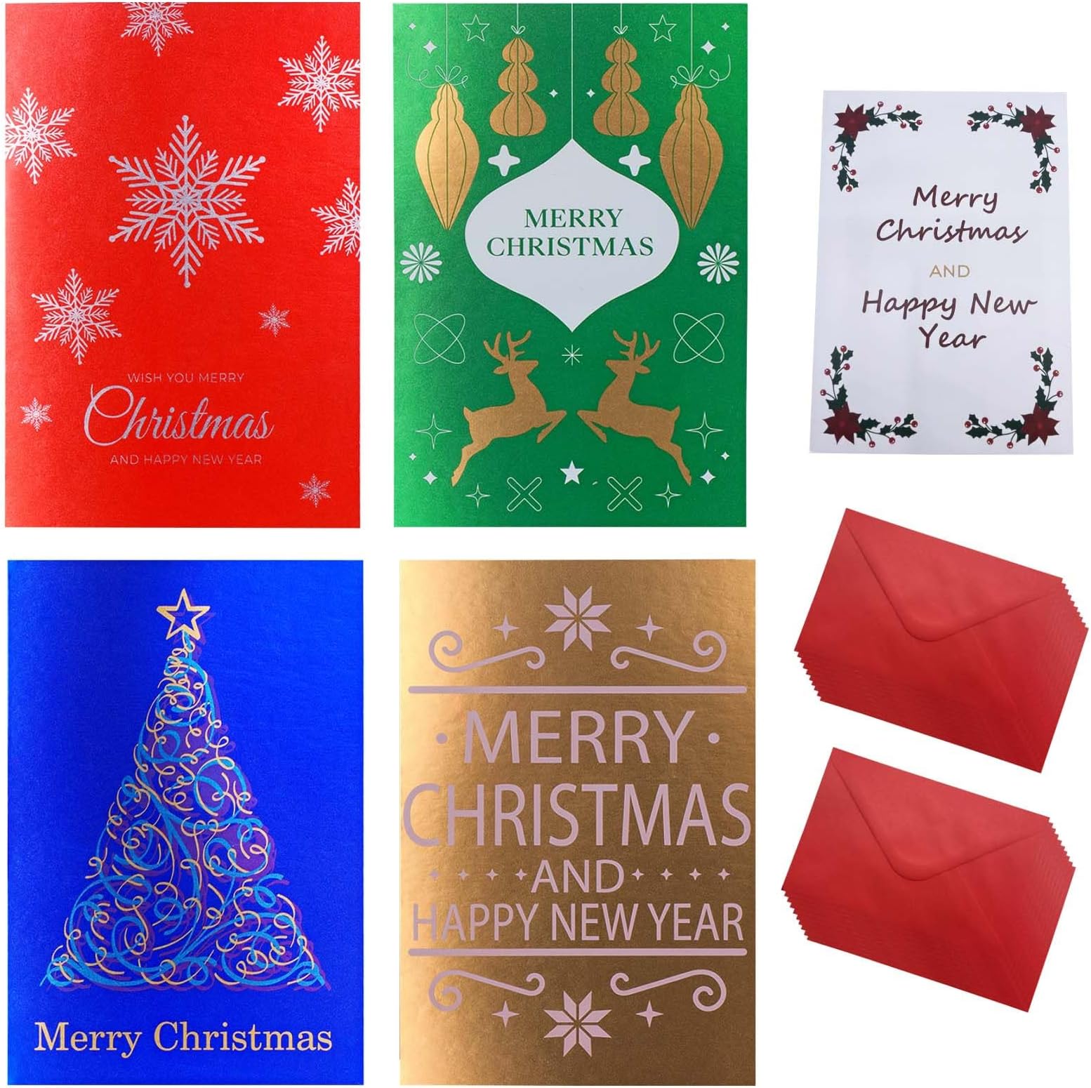 Amazon.com : cofullsky Christmas Cards Bluk Set, Happy Holiday Cards ...