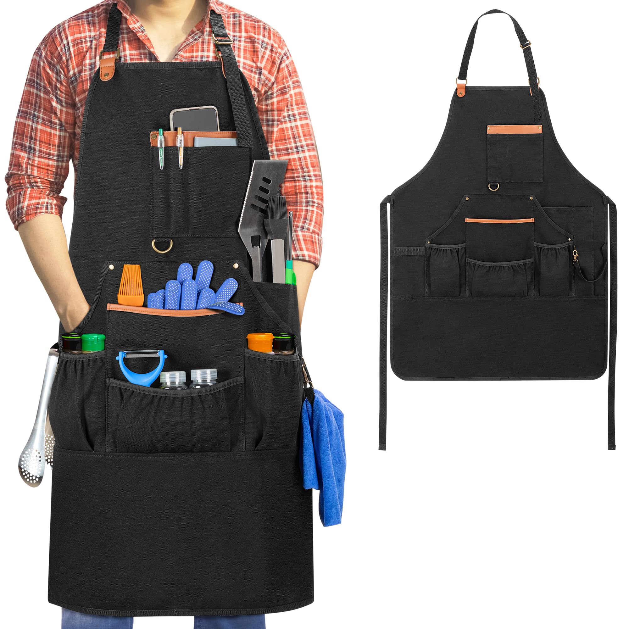 Amazon.com: HODRANT Professional BBQ Grilling Apron, Large Chef Cooking ...
