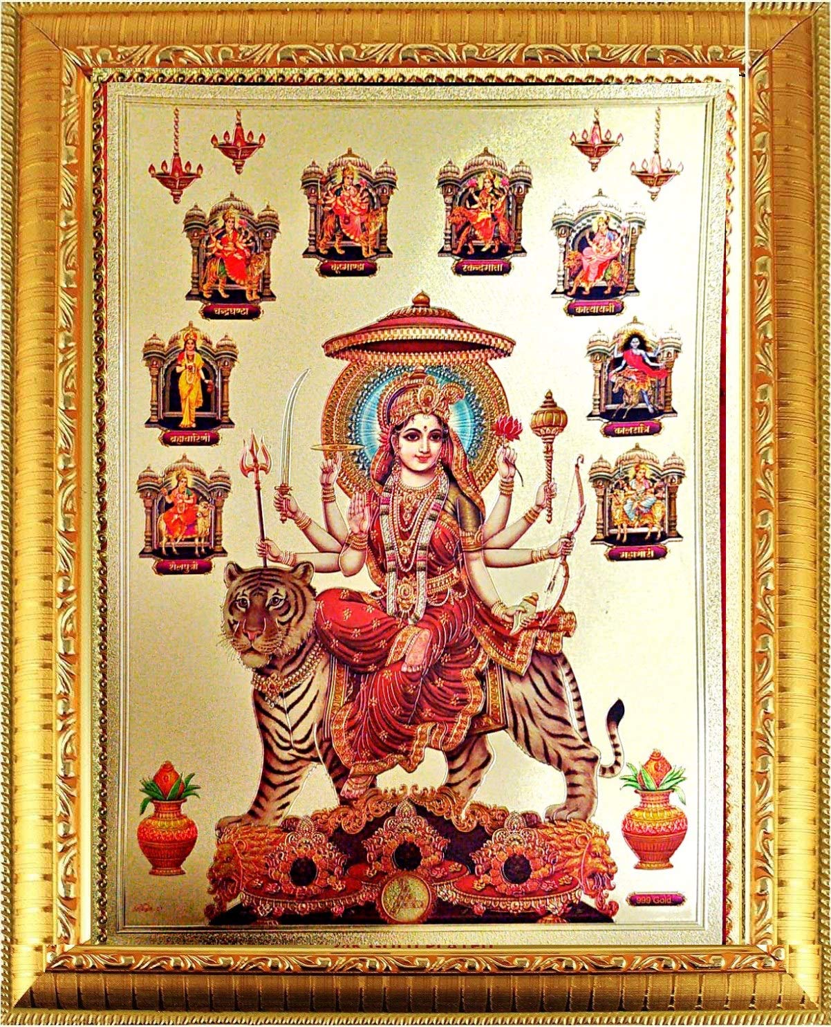 Suninownav Durga Maa God Photo With Frame For Pooja Durga | Desertcart ...