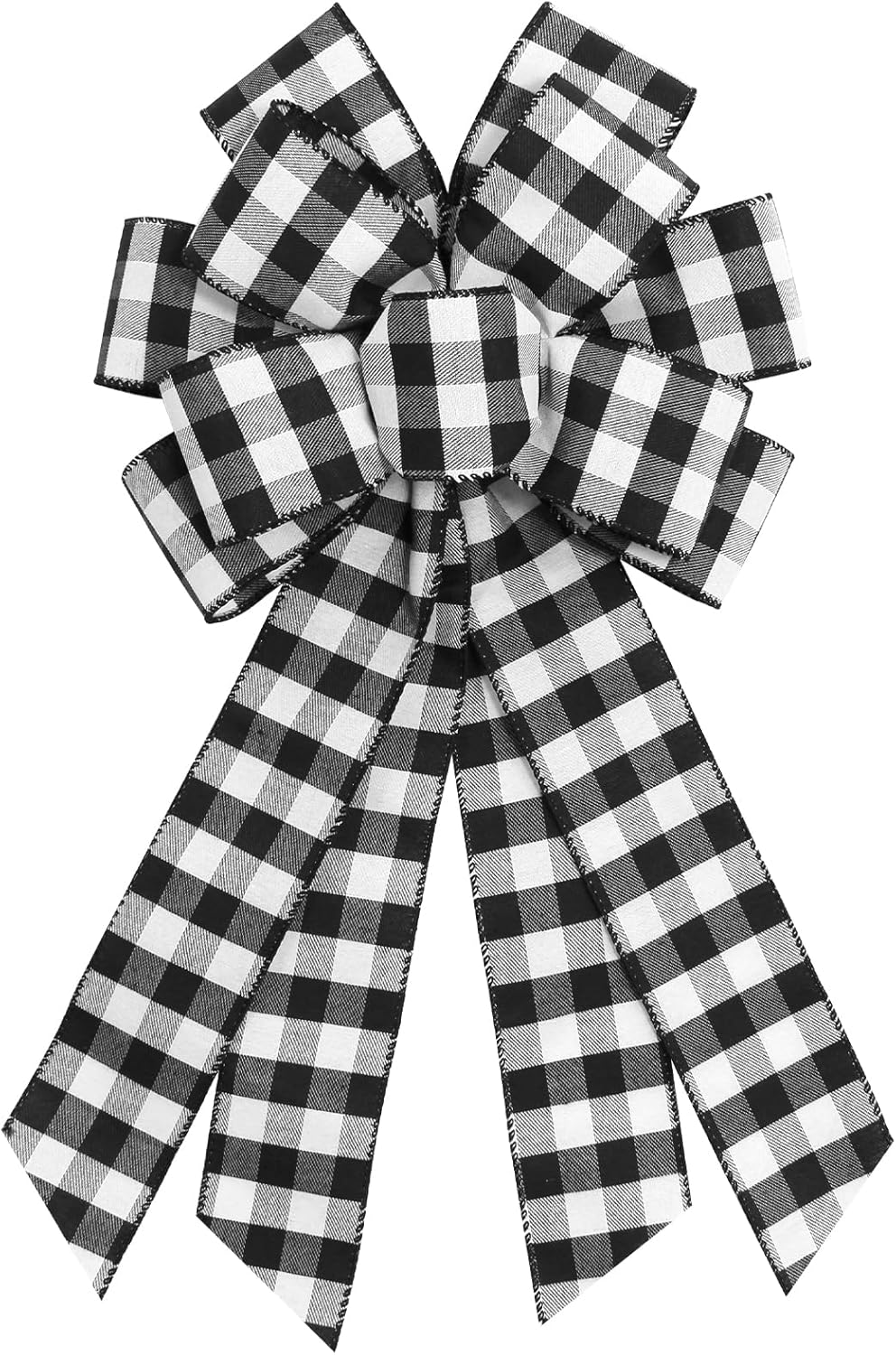 Amazon.com: Ftuuo Large Black White Buffalo Plaid Wreath Bows ...