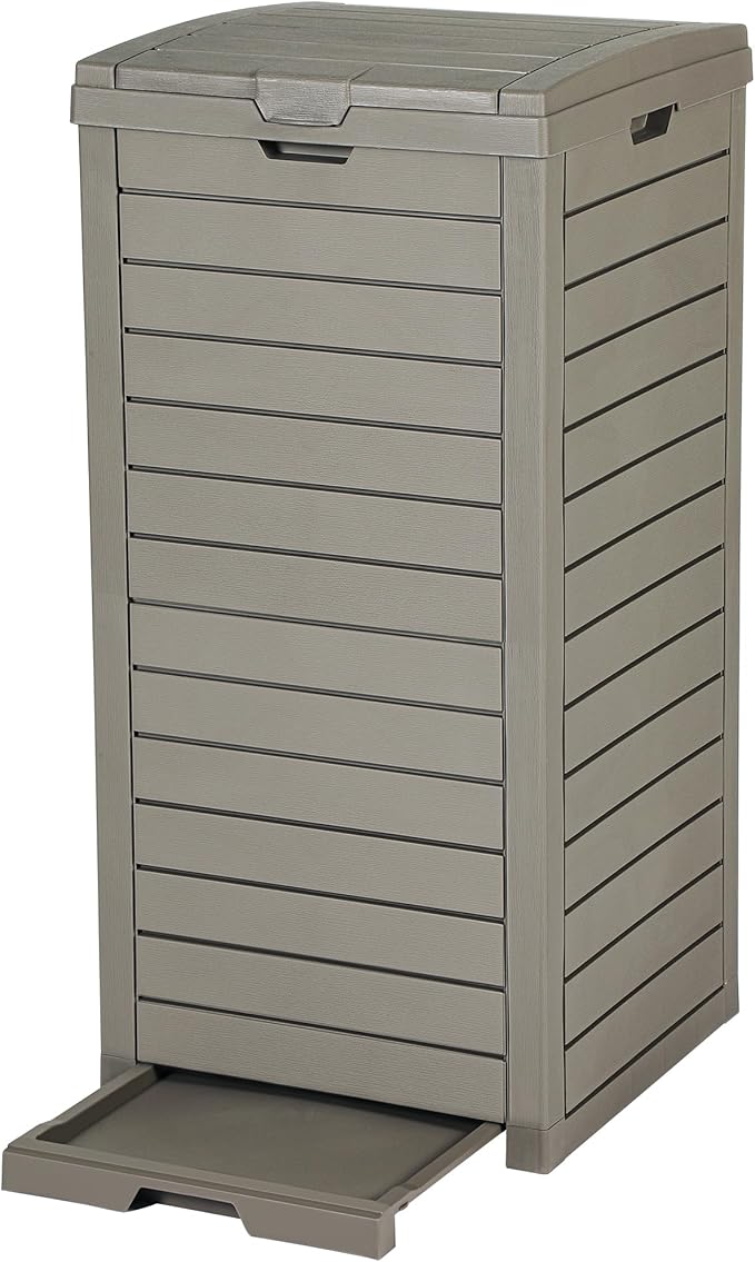 Amazon.com: DWVO 38 Gallon Large Outdoor Trash Can, Waterproof Resin ...
