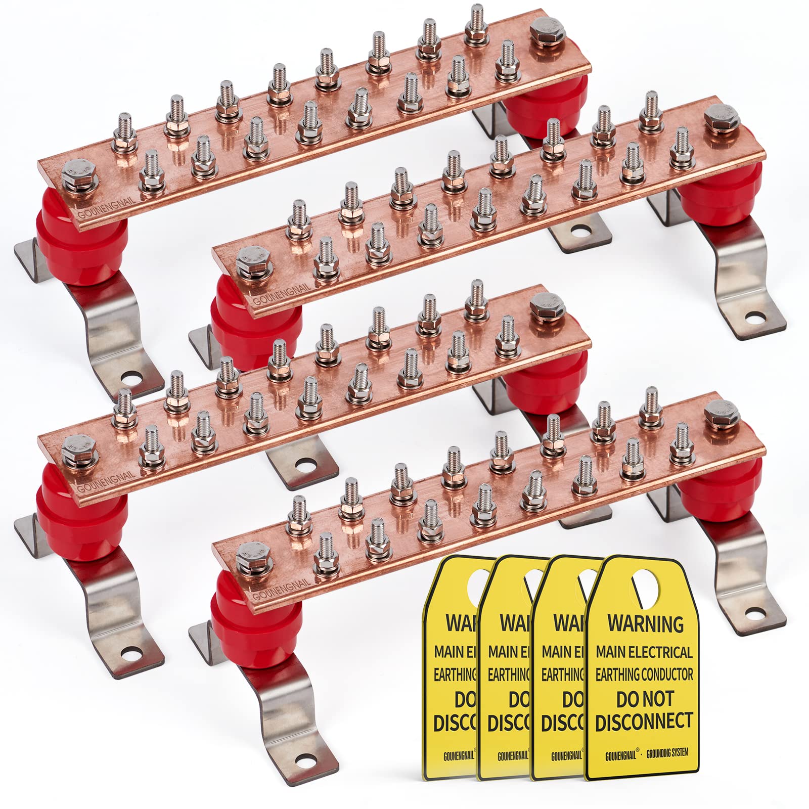 Snapklik.com : 4 Pack -Thick .25" X 2" X 10" Copper Ground Bar Kit