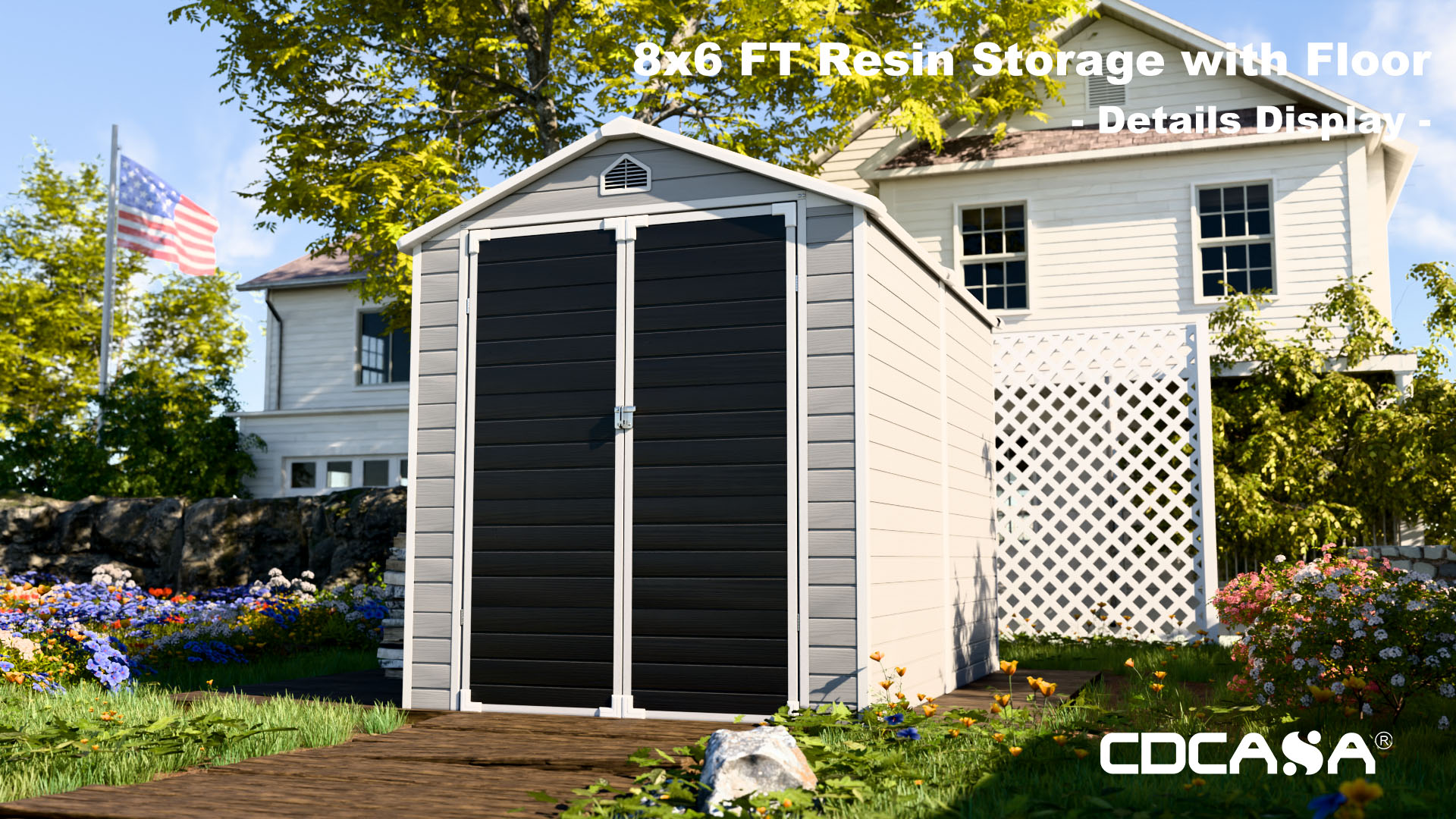Watch CDCASA 8X6 FT Large Resin Storage Shed with Floor on Amazon Live