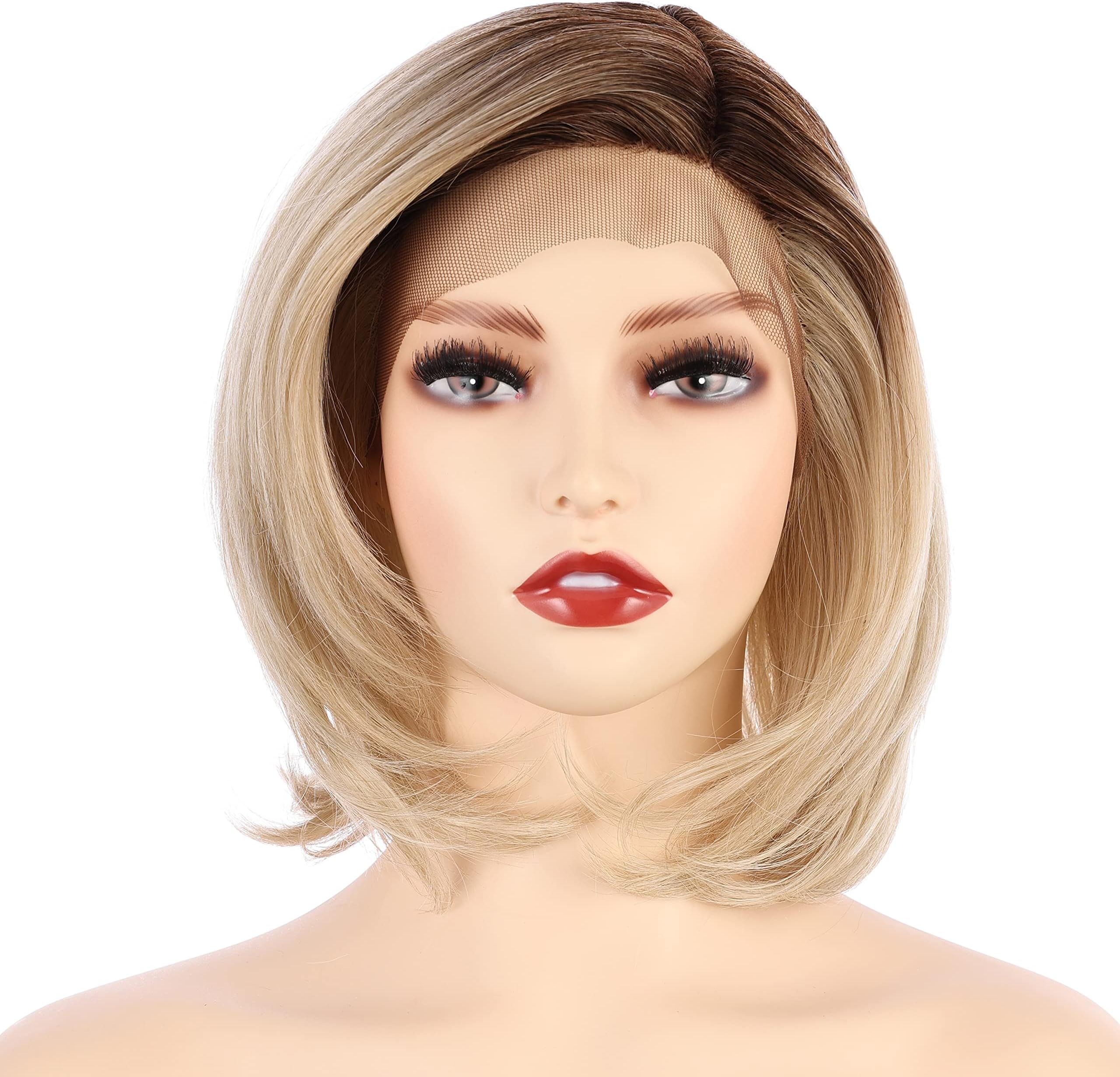 Amazon.com : EMMOR Hand-Tied Lace Front Wig, 100% Human Hair Wigs for ...