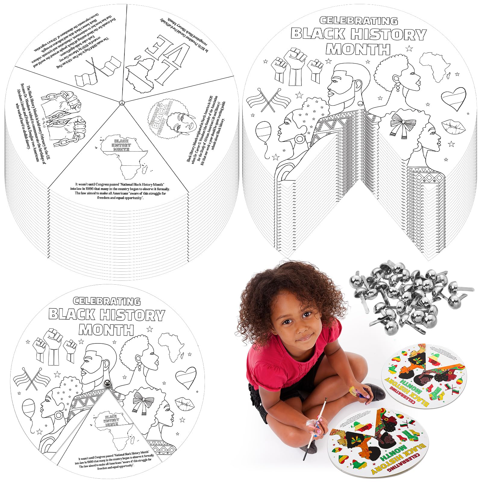 Snapklik.com : Spiareal 30 Set Black History Month Coloring Wheel ...