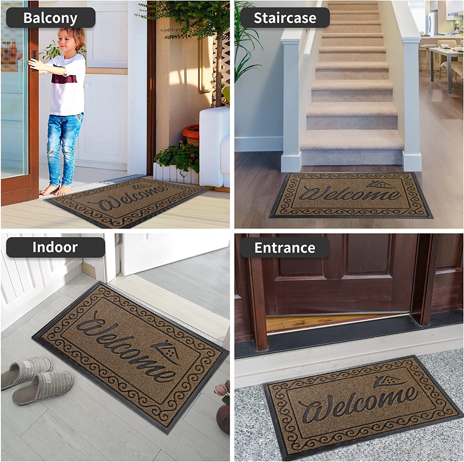 Yimobra Welcome Front Door Mat, Heavy Duty Easy Clean Doormat Indoor ...