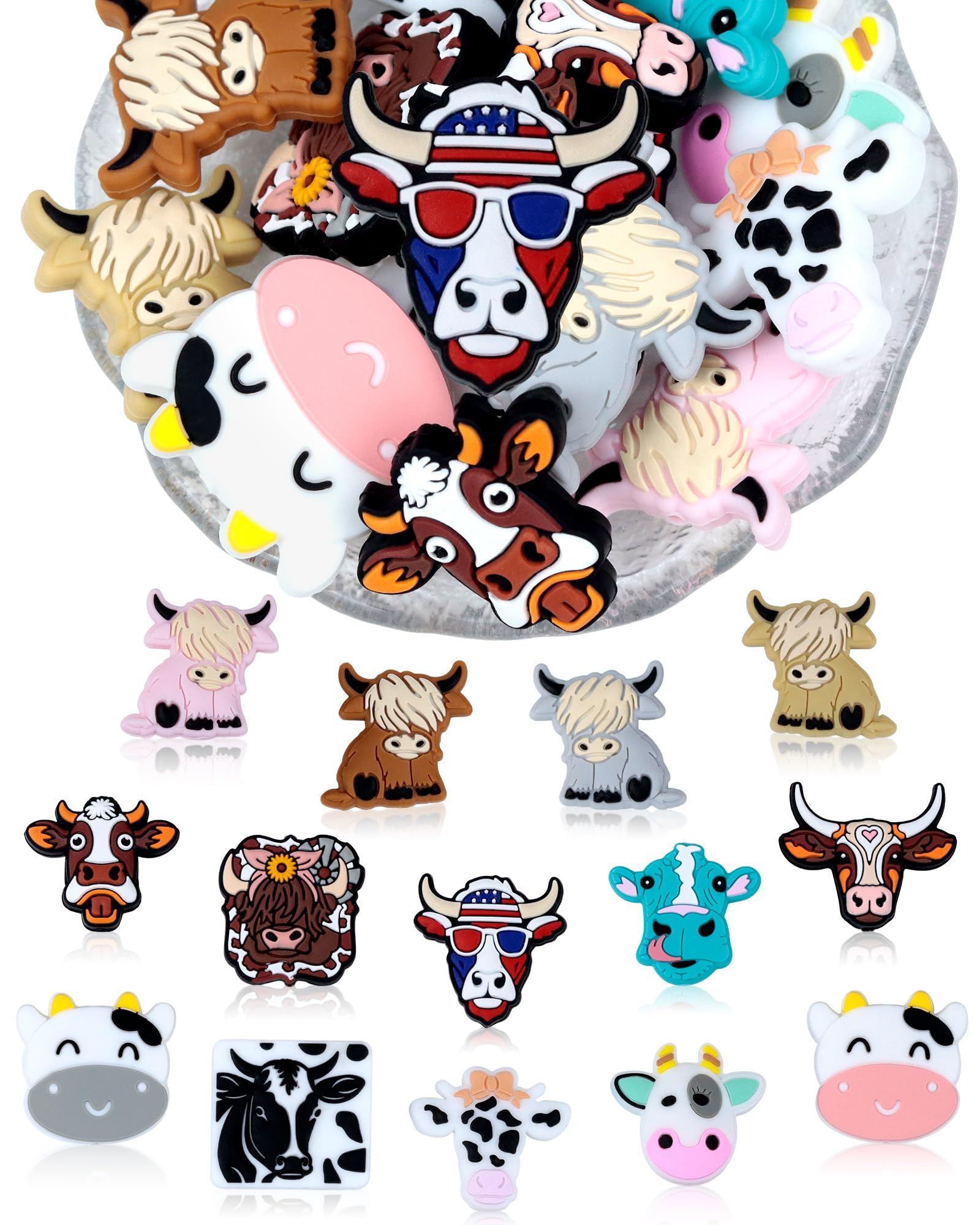Amazon.com: FIVEIZERO 14PCS Focal Beads,Cow Focal Beads and Animal ...