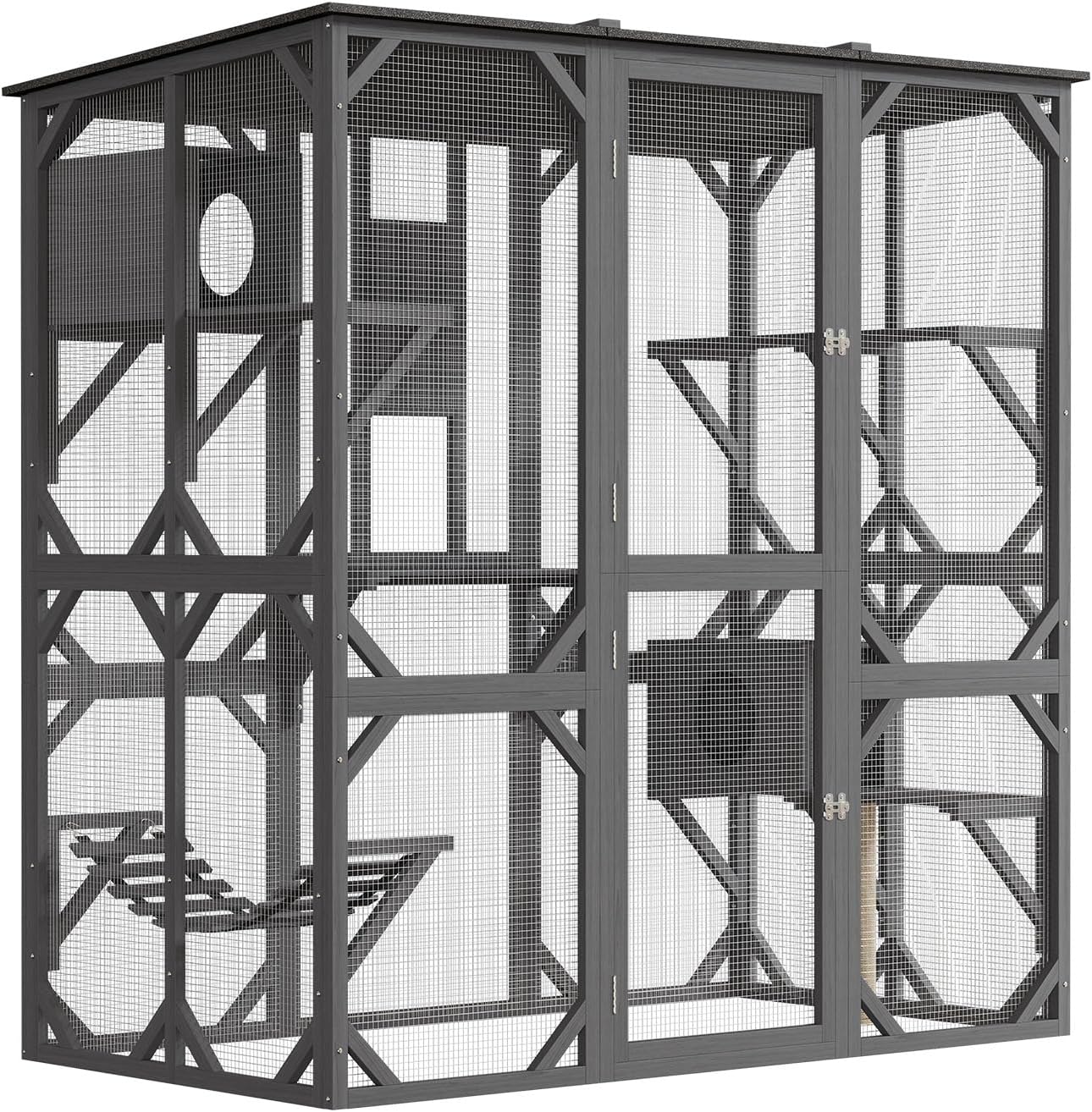 Amazon.com: Large Catio with Window Access, 70 Inch Outdoor Walk-in Cat Enclosure with Asphalt ...