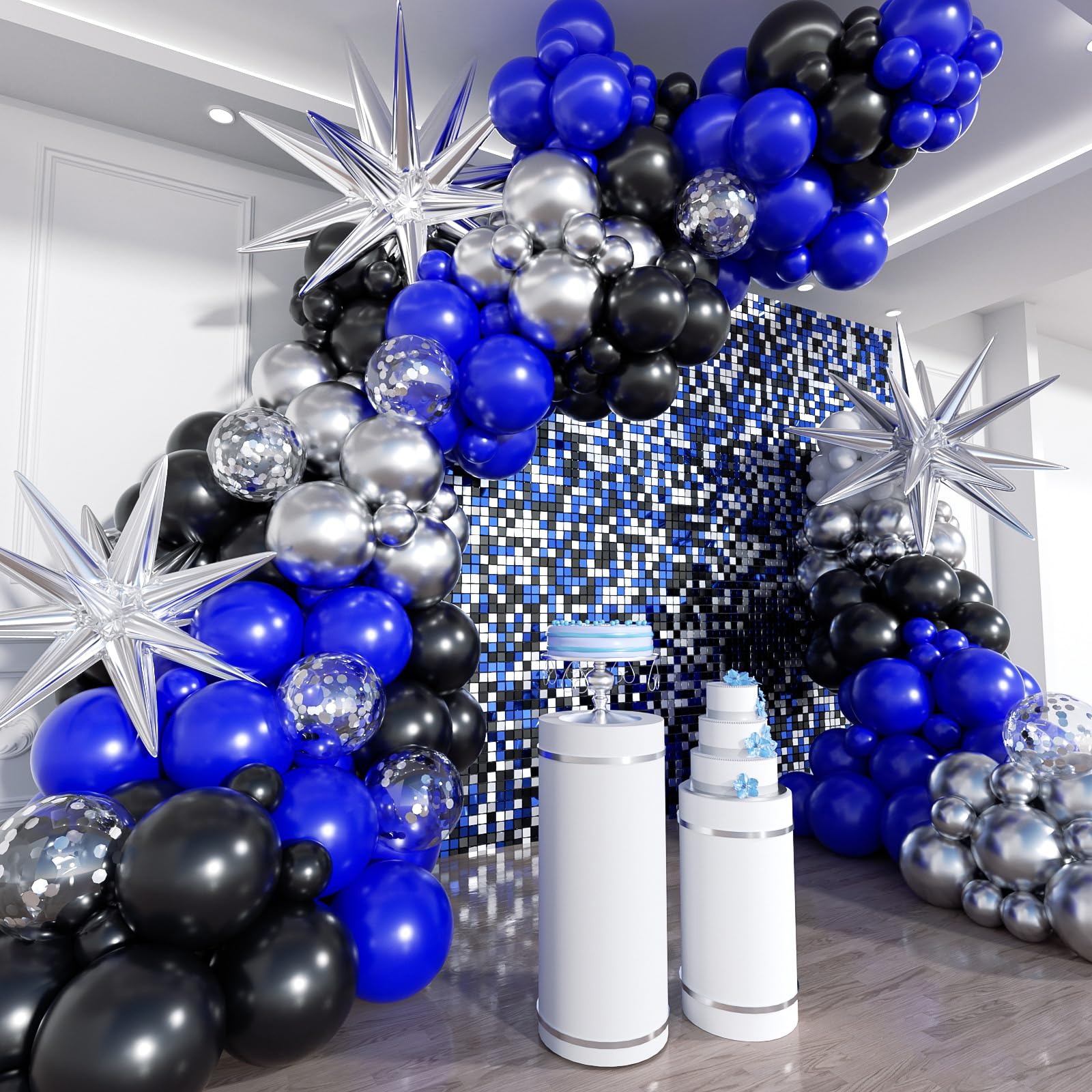 Amazon.com: ADOINBY Blue and Black Balloon Arch Kit, 201Pcs Explosion ...