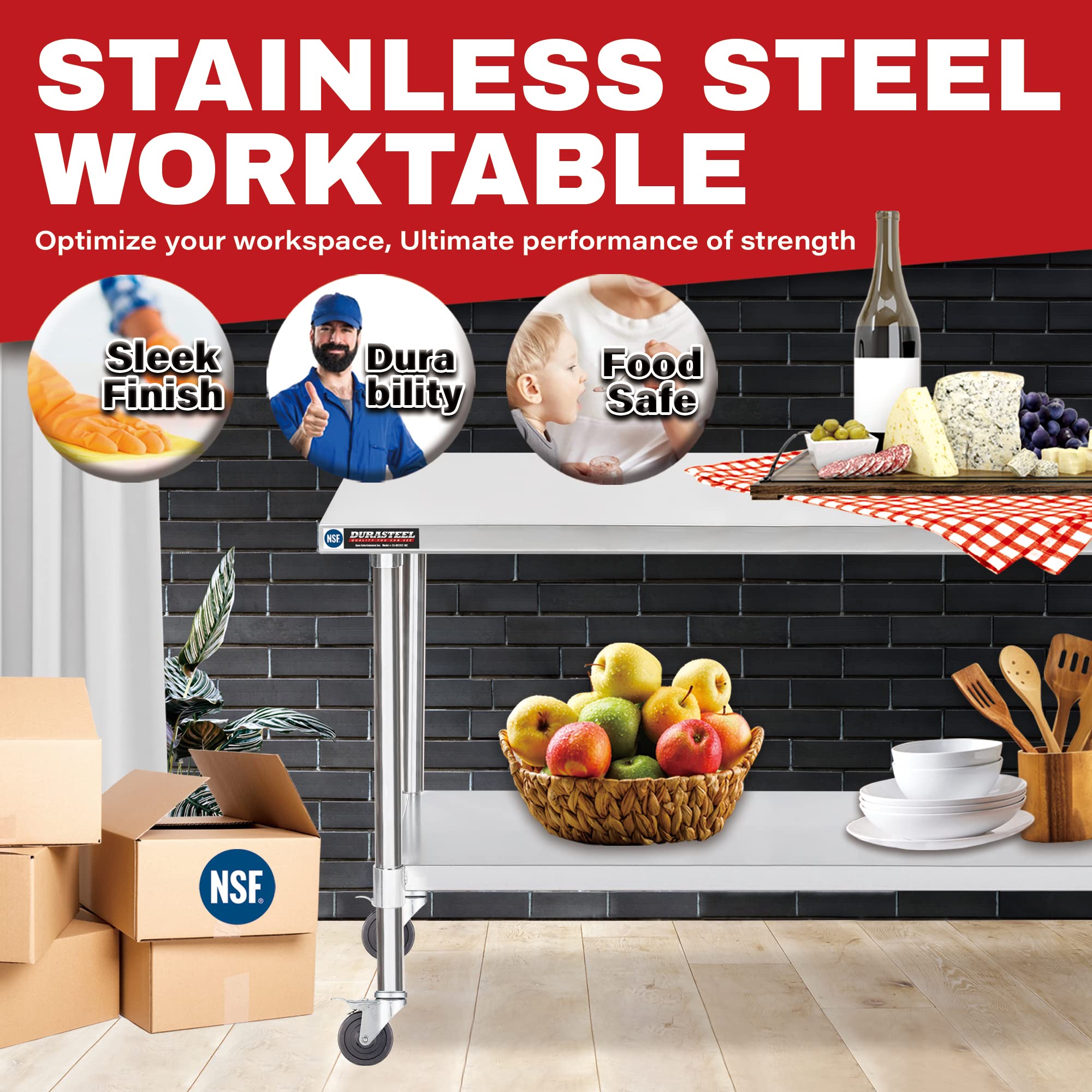 Snapklik.com : DuraSteel 30x48 NSF Stainless Steel Cart - Heavy Duty ...