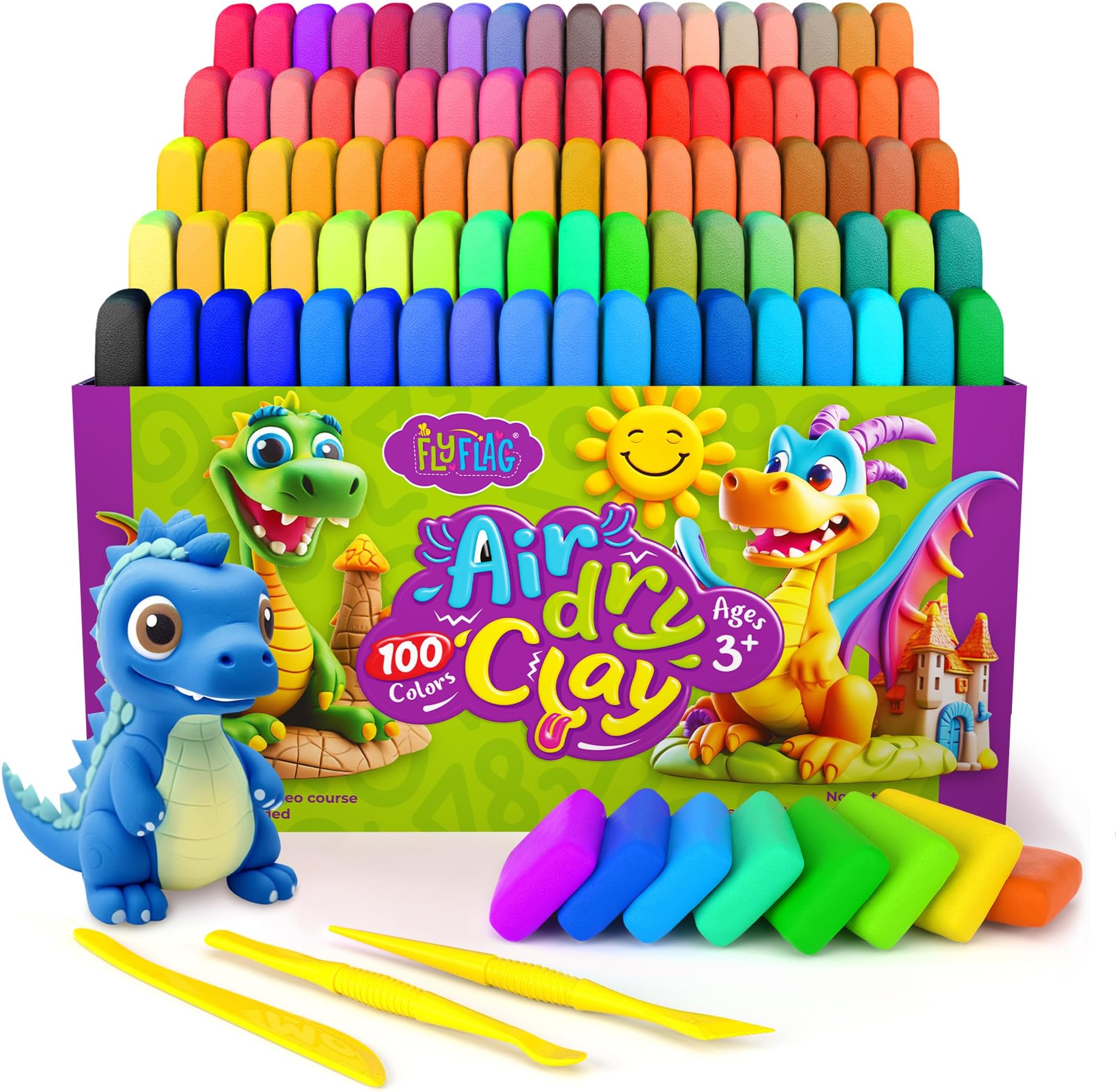 Amazon.com: FlyFlag Air Dry Clay - 100 Colors, Soft & Ultra Light ...