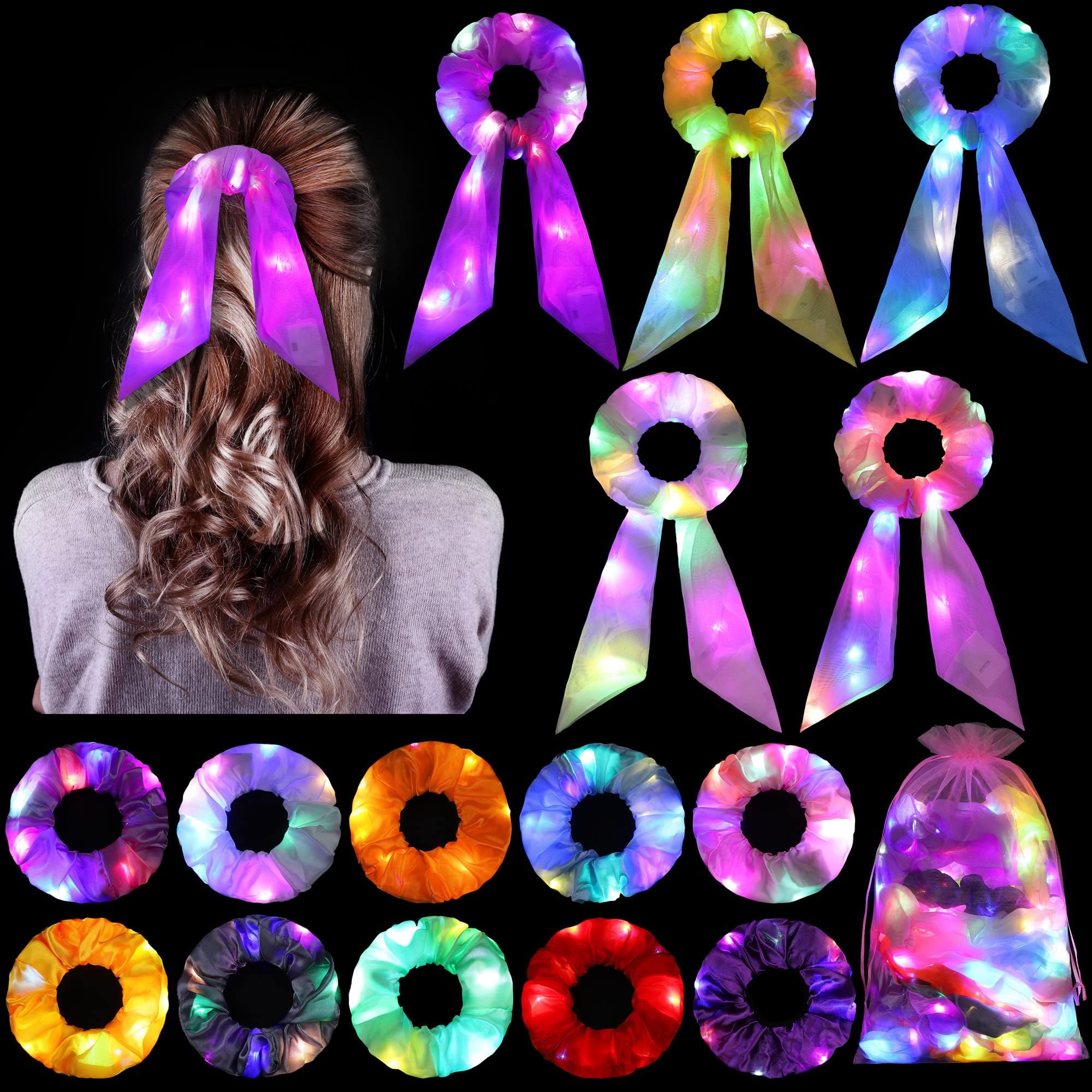 Amazon.com : Light Up Scrunchies Christmas Party Favor, LED Scrunchy ...
