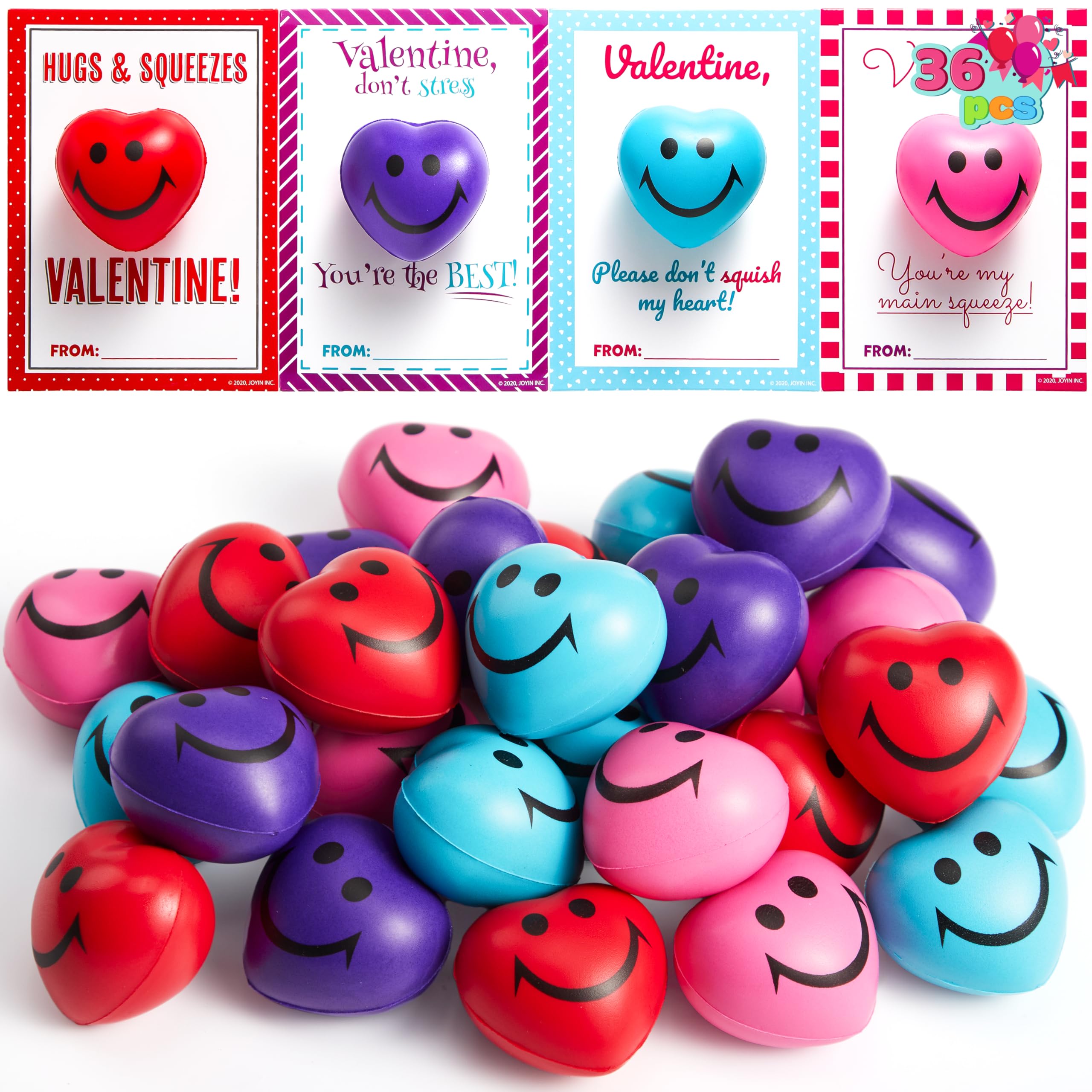 Amazon.com: JOYIN 28 Packs Heart Shape Stress Ball with Cards Stress ...