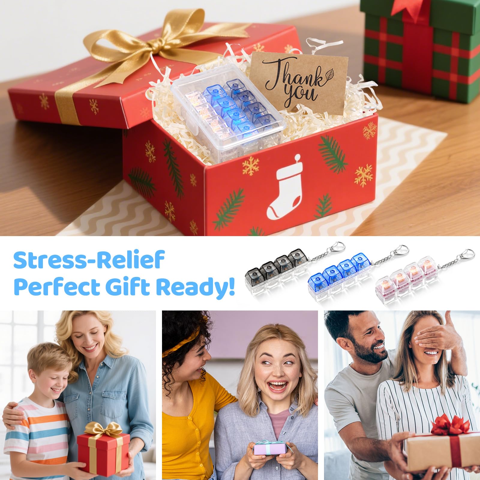 Snapklik.com : 3 Pack Keyboard Fidget Toy 2 Clicky & 1 Silent Stress ...