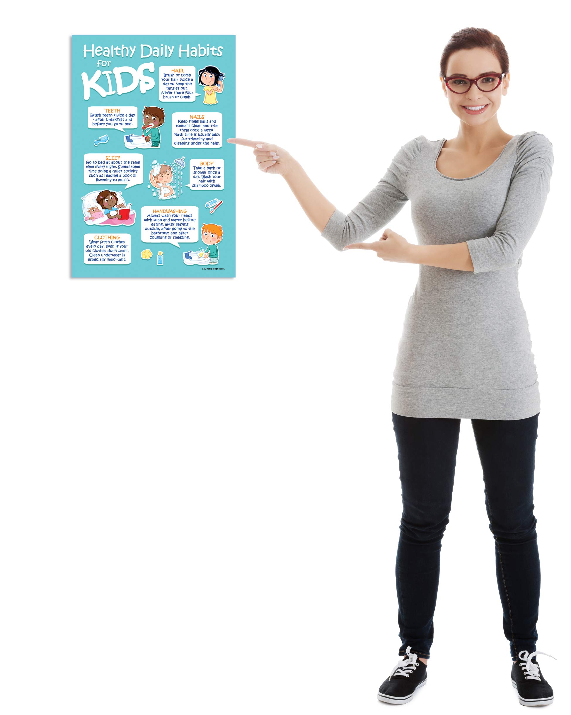 Kids 7 Healthy Daily Habits Poster - Laminated, 12 x 18 inches ...