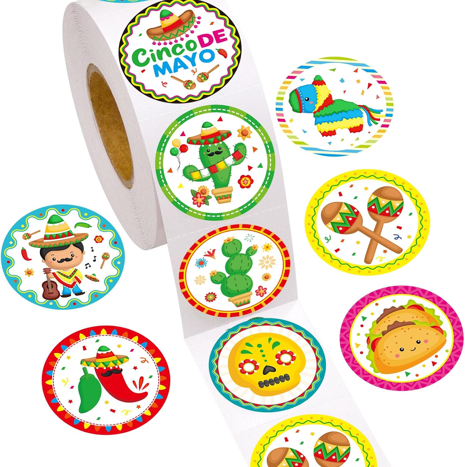 Amazon.com: WorldBazaar 500Pcs Mexican Fiesta Stickers for Kids Cinco ...