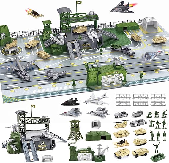 Chidiam Military Base Set Army Toys Playset with Army Men Action ...