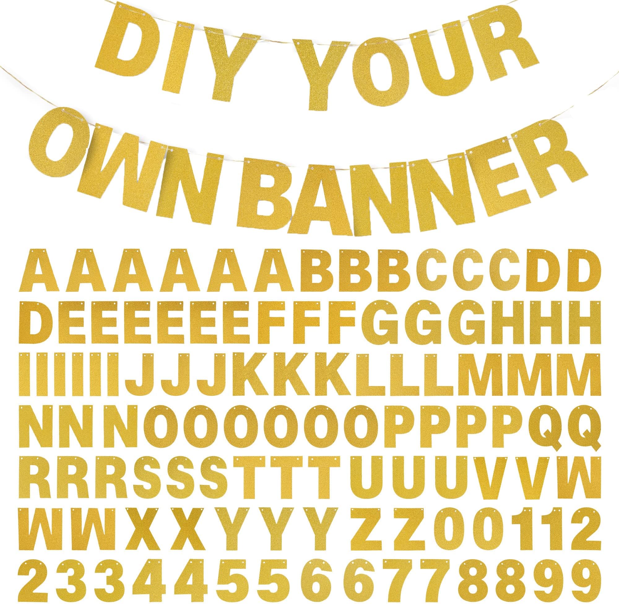 Amazon.com: Gold Custom Banner Letter Banner Customizable Letters ...
