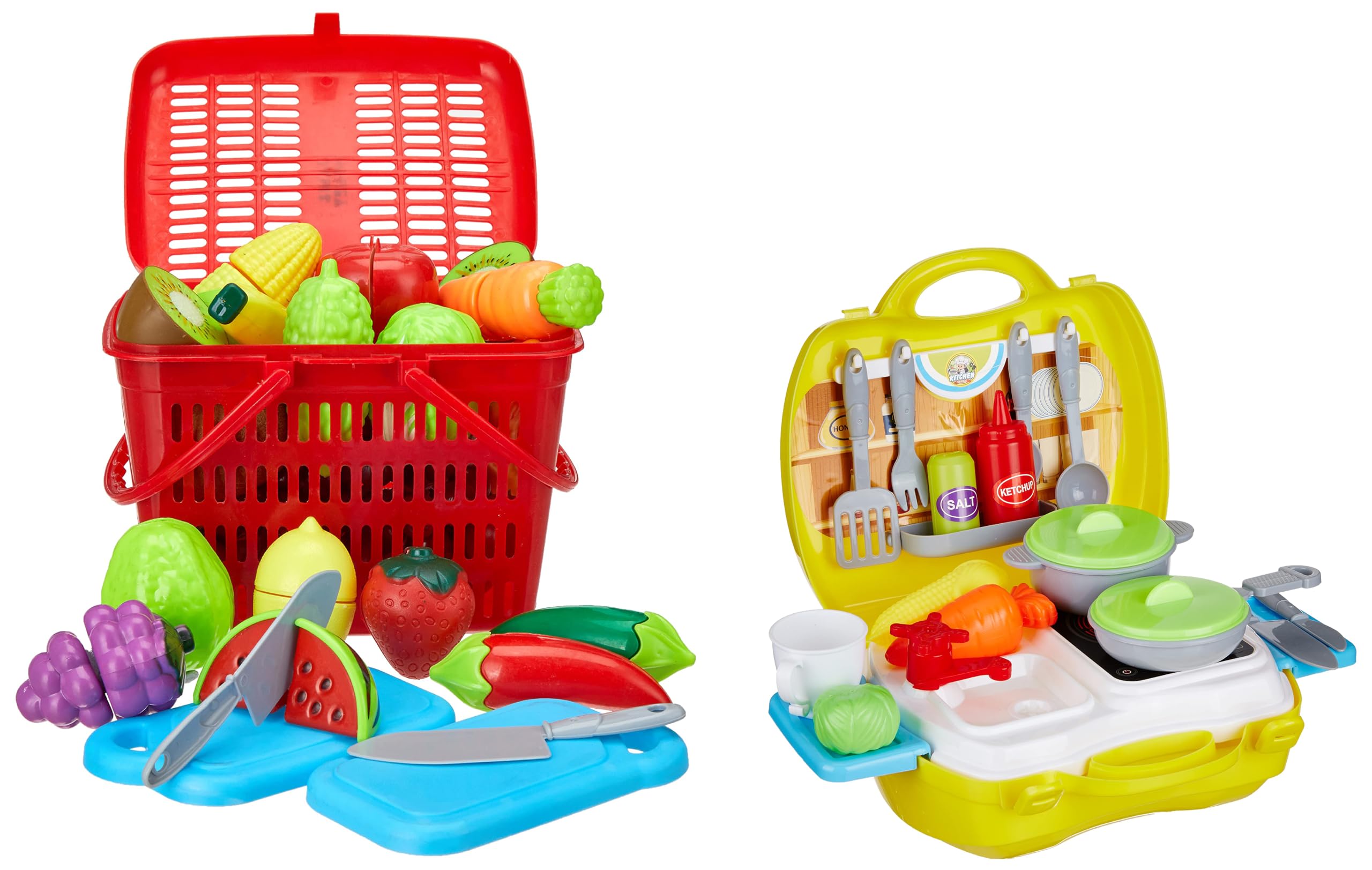 Buy Amazon Brand - Jam & Honey | Play Food Basket for Kids| Realistic ...