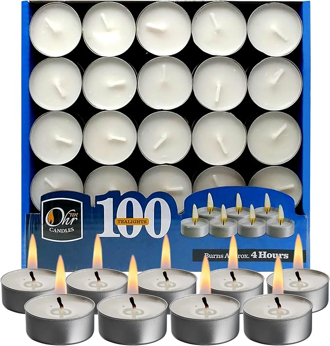 Amazon.com: OHR CANDLES Tealight Candles - 100 Pack Bulk Tea Lights ...