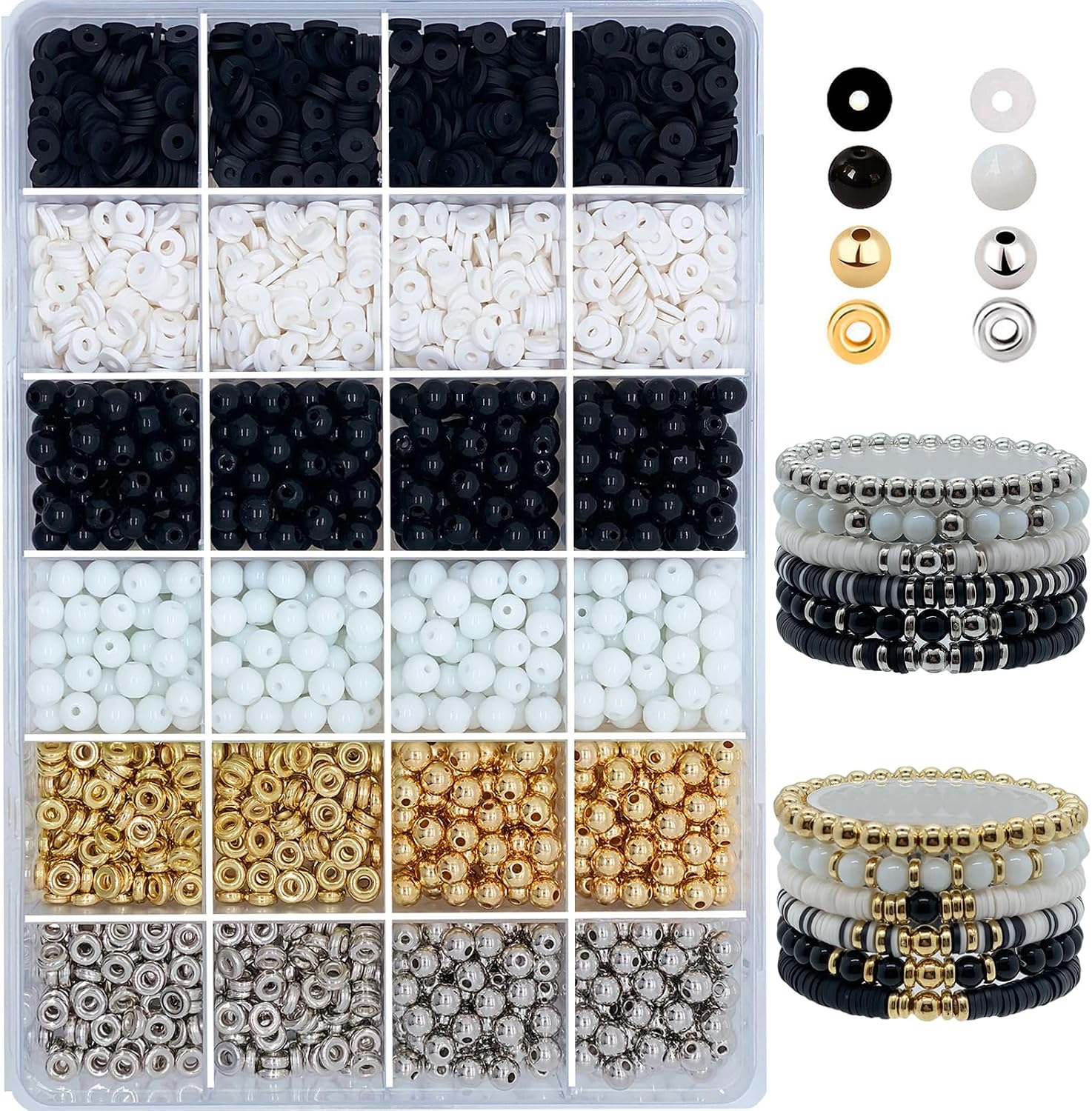 Amazon.com: 2420PCS Black Clay Beads for Bracelets Making Kit 6mm Black ...