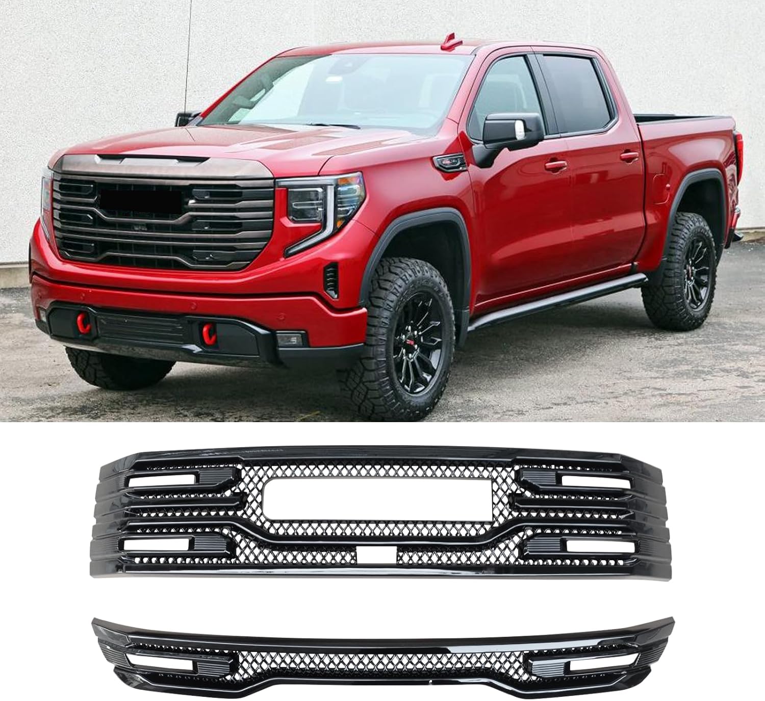 NINTE Front Lower Grill For 2022-2025 GMC Sierra 1500 AT4 ABS Gloss ...
