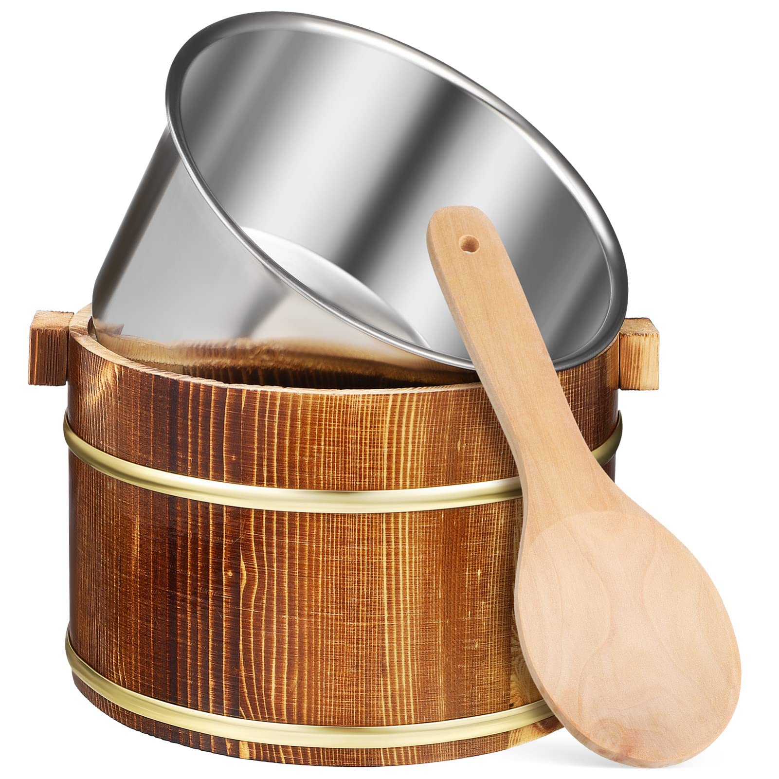 Amazon.com: Zerodeko Wooden Rice Buckets Rice Steamed Cask with ...