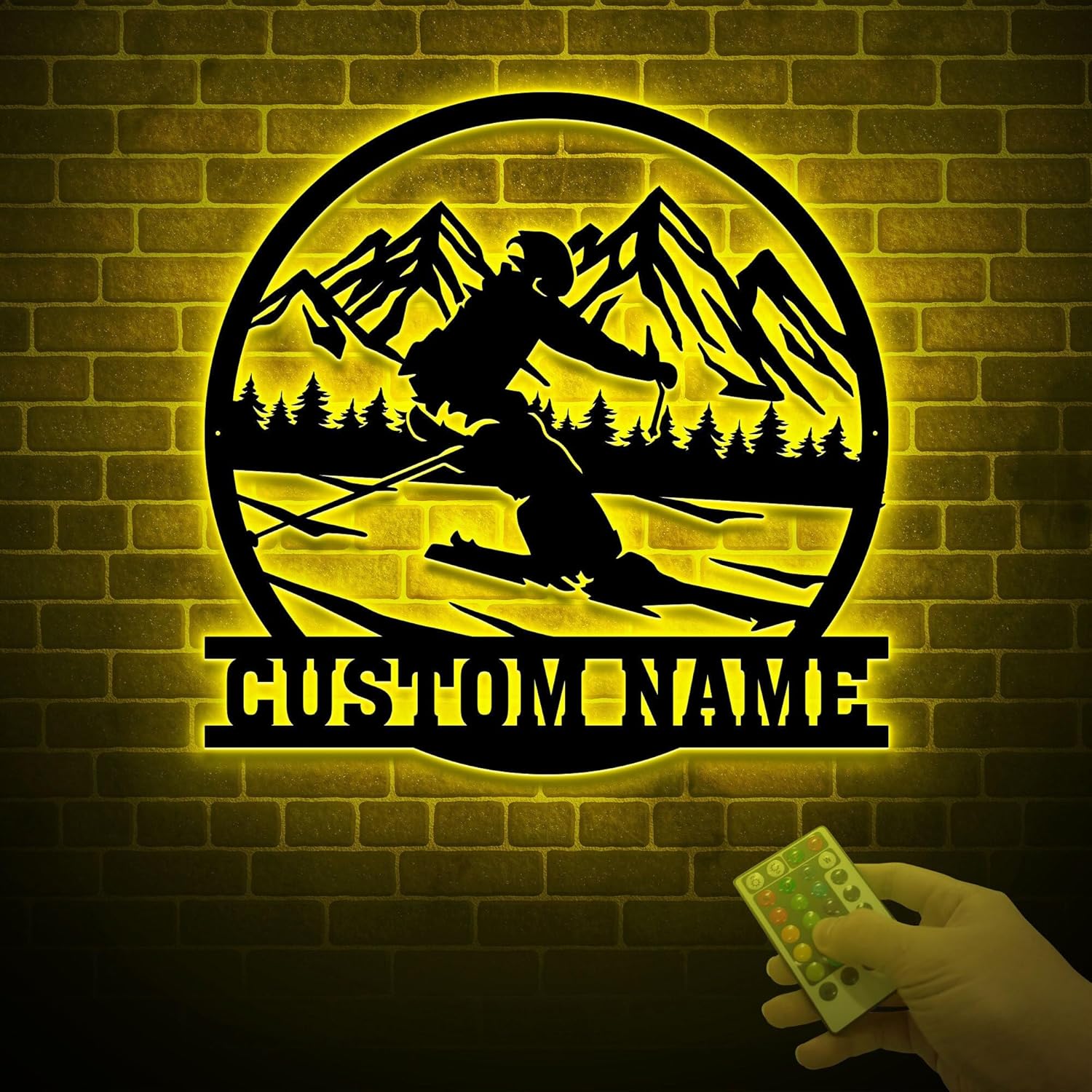 Amazon.com: Metal Skiing Sign Led Light, Ski Room Decor, Skiing Gift ...