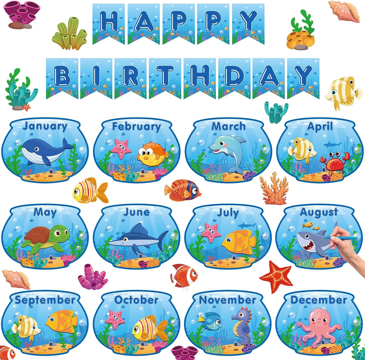 132 Pcs Under The Sea Birthday Bulletin Board Sri Lanka | Ubuy