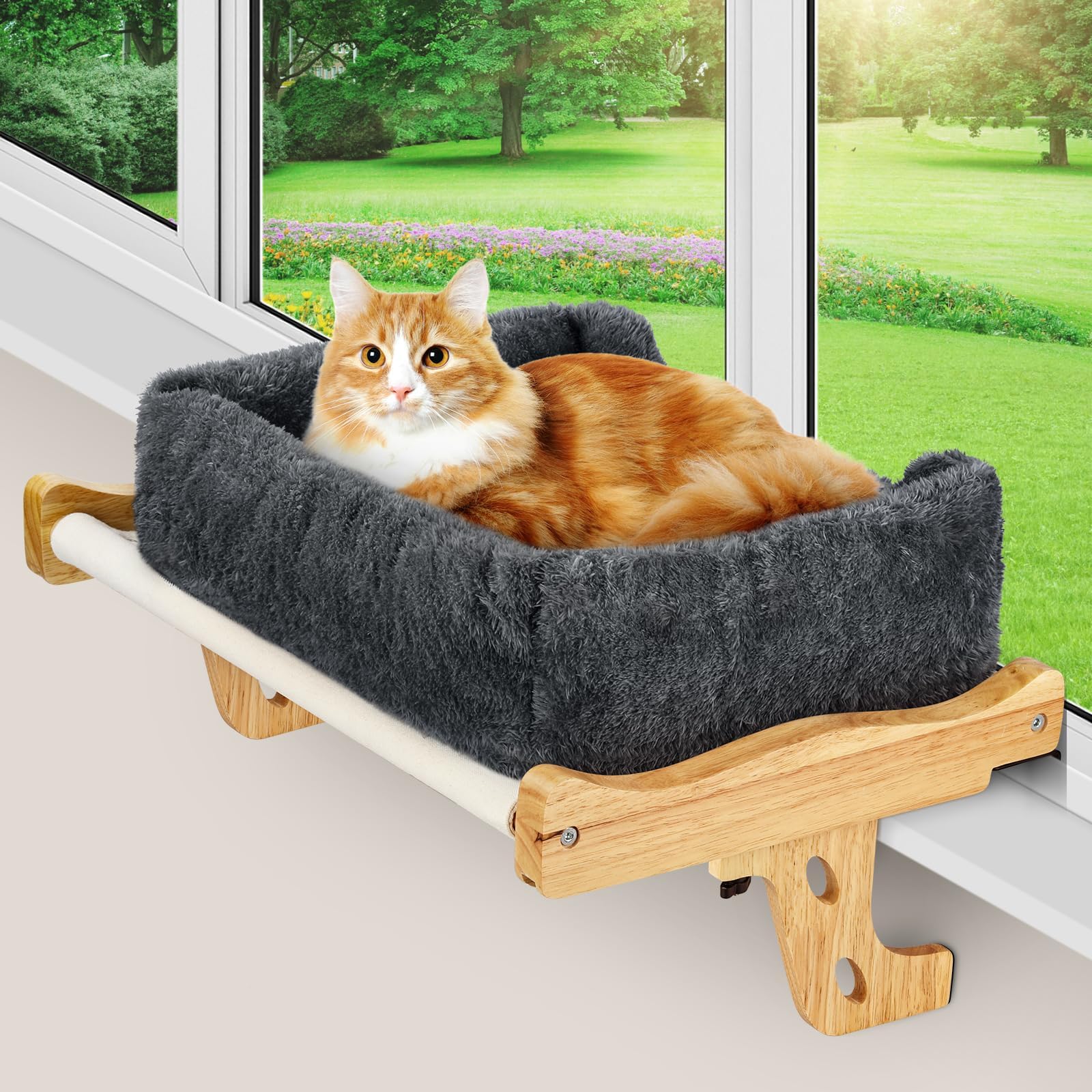 Amazon.com : Heated Solid Wood Cat Perch, Removable Heating Pad for ...