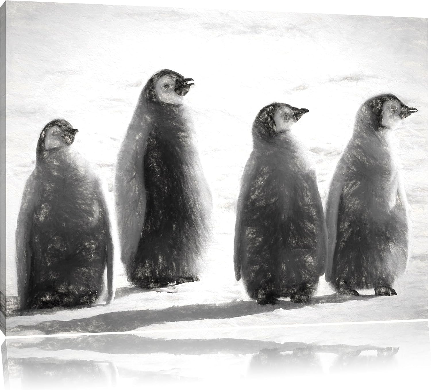Pixxprint Four emperor penguin chicks Deluxe Size: 100x70 cm on canvas ...