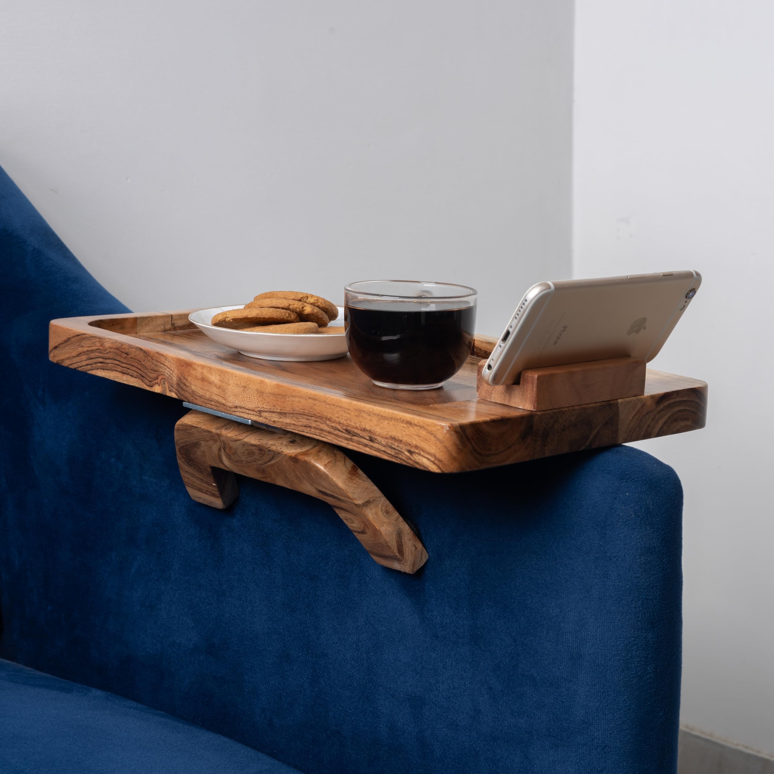 Trendy Trays Bamboo Sofa Armrest Tray - 2 in 1 Couch Arm Tray with ...
