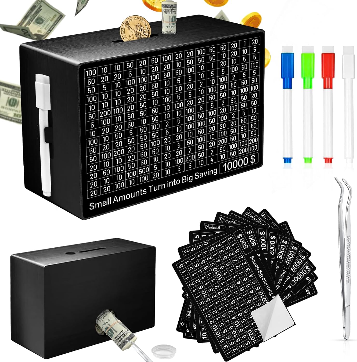 Amazon.com: Viusneun Money Saving Box,Cash Vault,Reusable Wooden Money ...