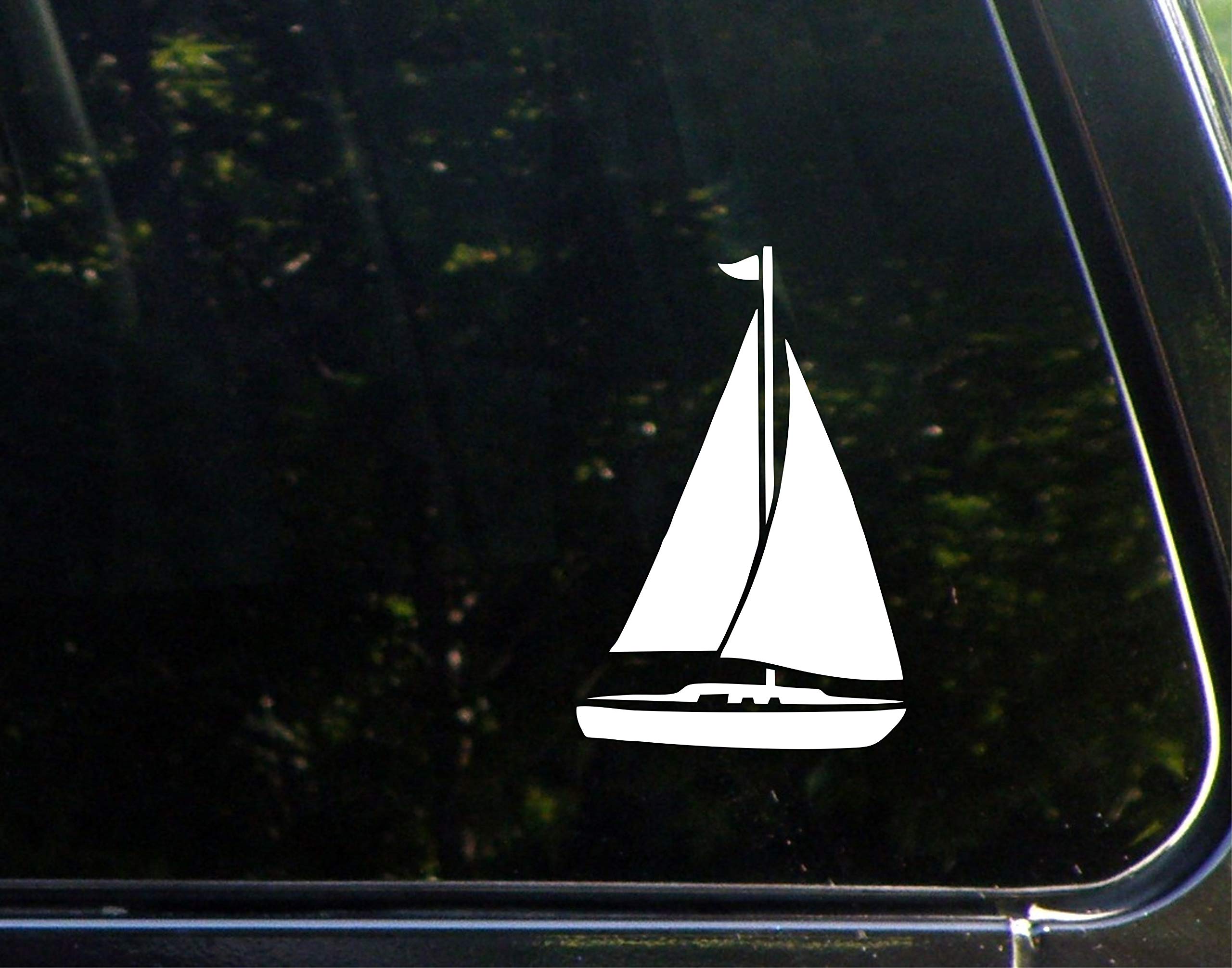 Amazon.com - Sailboat - 3 3/4" x 5 3/4"- Vinyl Die Cut Decal for ...