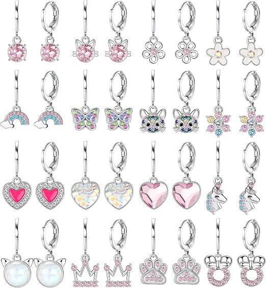Amazon.com: BESTEEL Hypoallergenic Dangle Hoop Earrings for Girls Kids ...