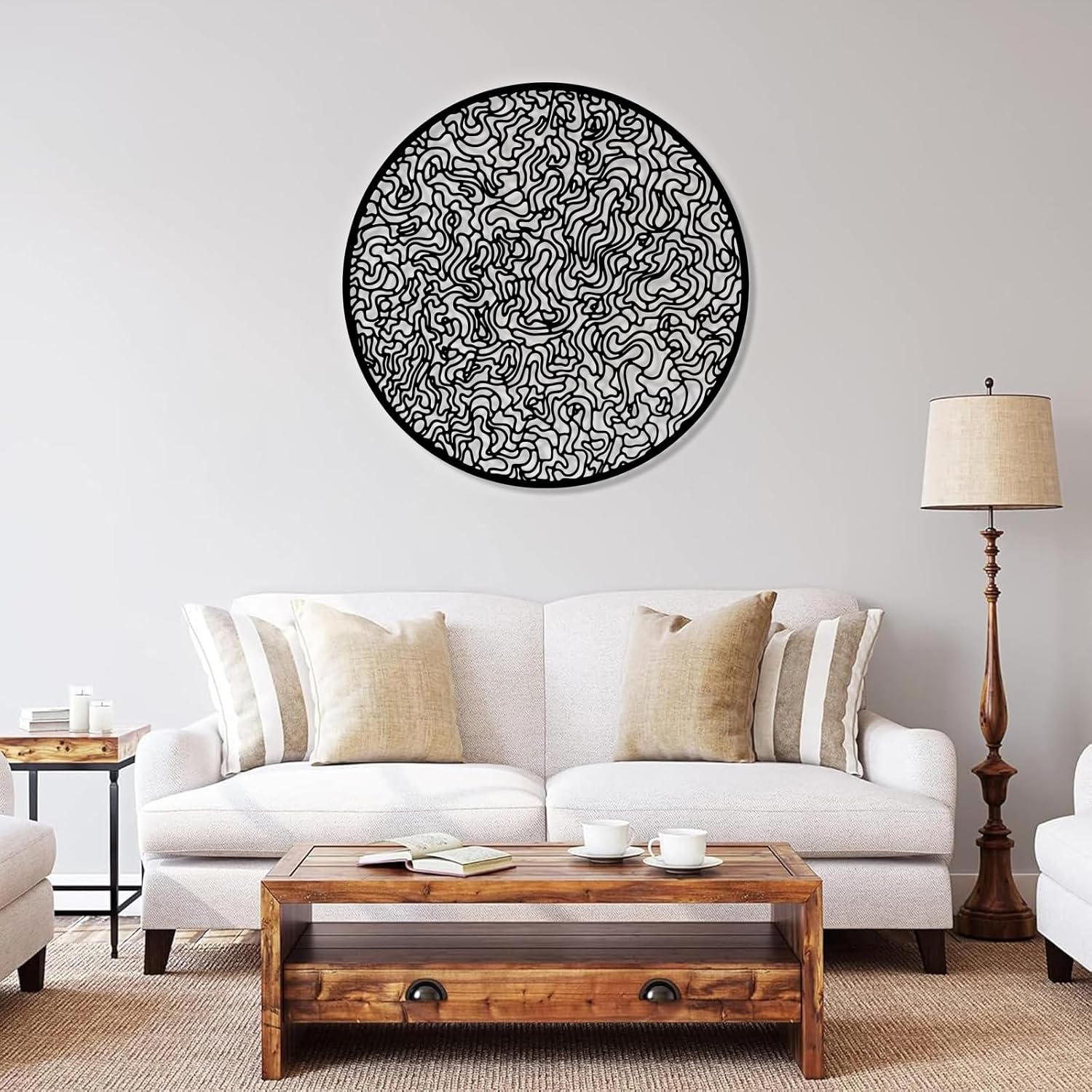 Amazon.com: Lines and Circle Metal Wall Art, Metal Irregular Wall ...