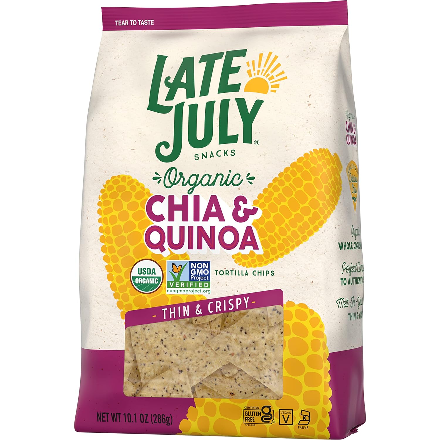 LATE JULY Snacks de chía y quinua – Chips de tortilla orgánicos finos y ...
