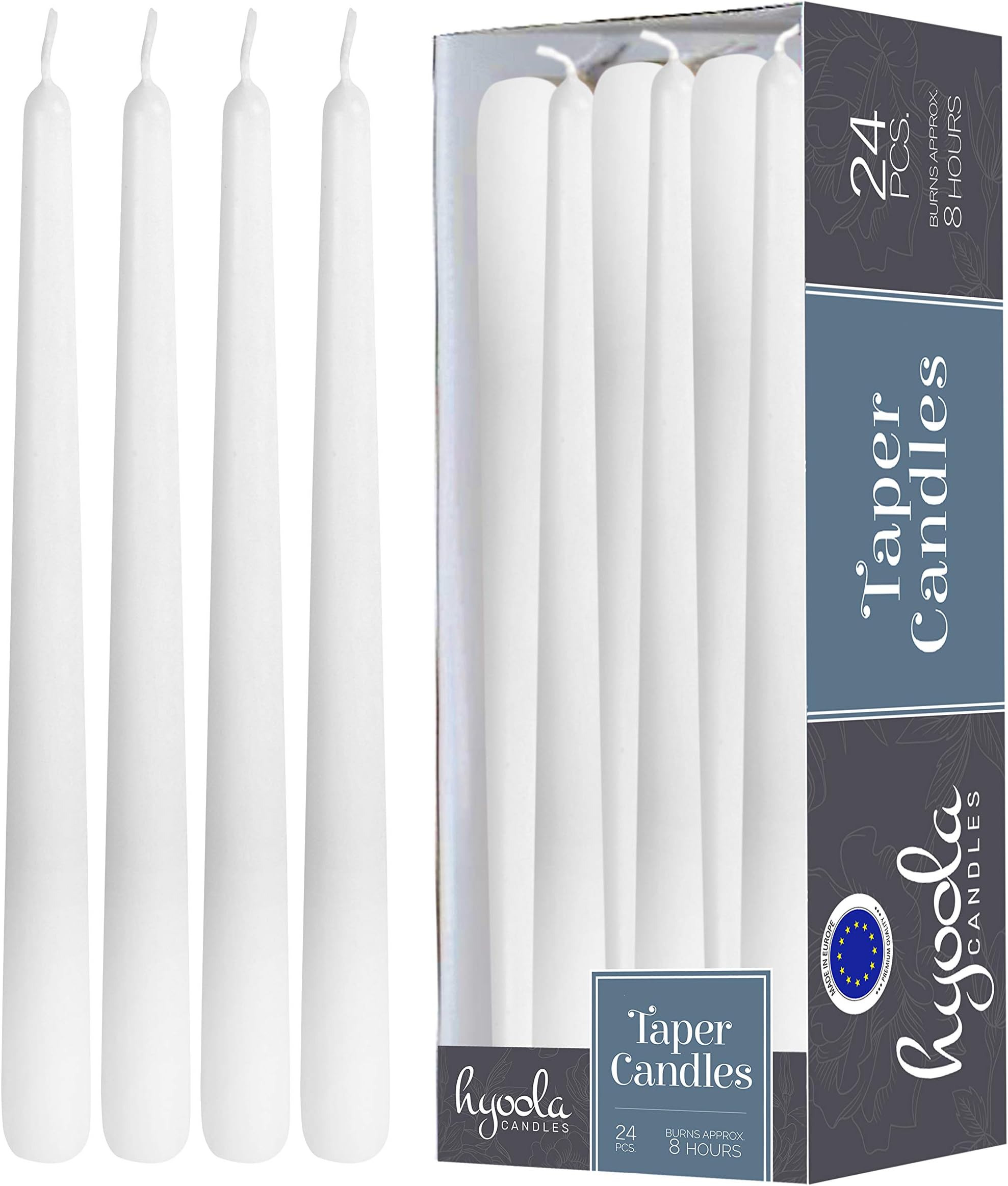 Amazon.com: Mega Candles - Unscented 10" inch Taper Candles - White ...