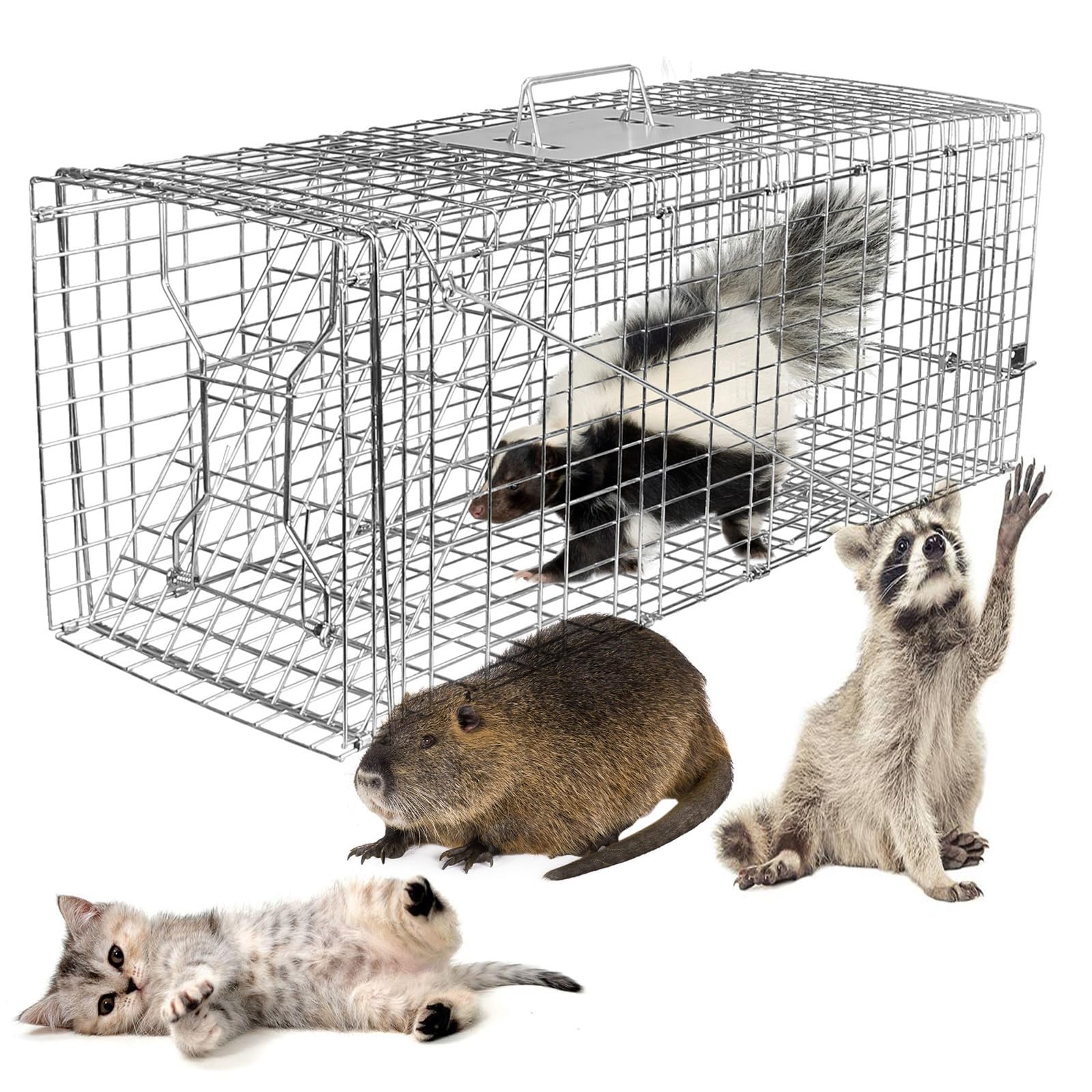 Snapklik.com : Humane Live Animal Trap Large Animal Cat Trap 32x12.5x12 ...