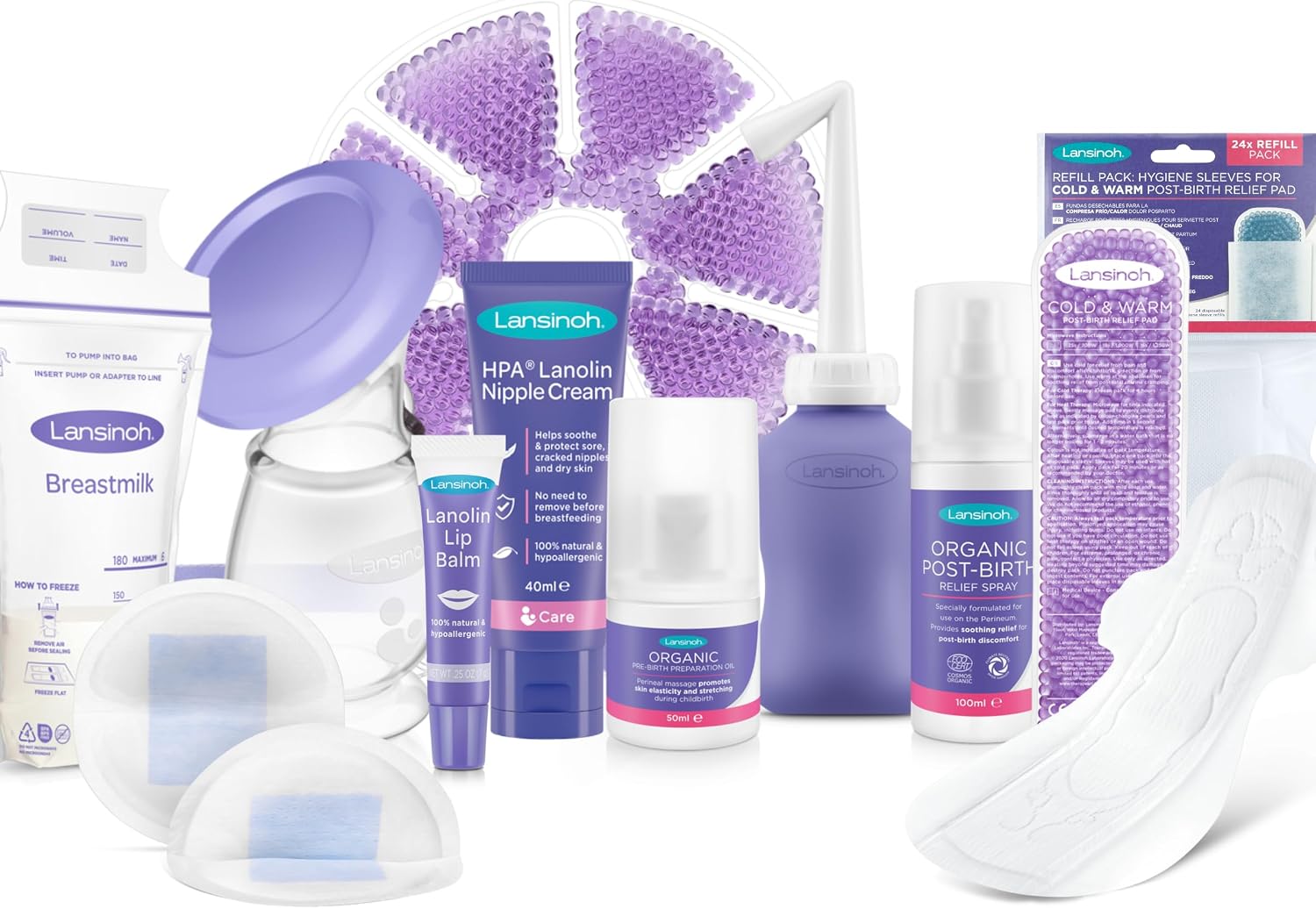 Lansinoh Hospital Bag Bundle - 13 Essential Postpartum & Breastfeeding ...