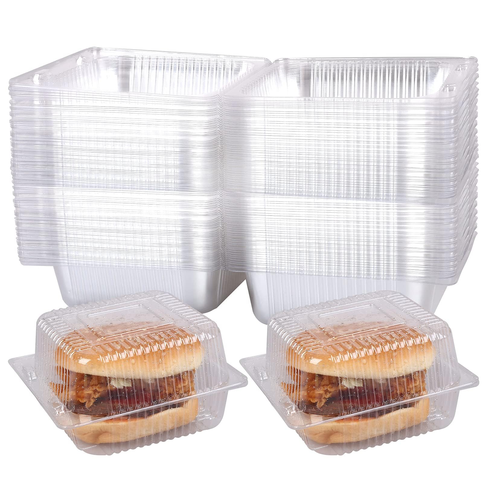 Buy 200 Pcs Clear Hinged Plastic Containers with Lids,Individual Cake ...