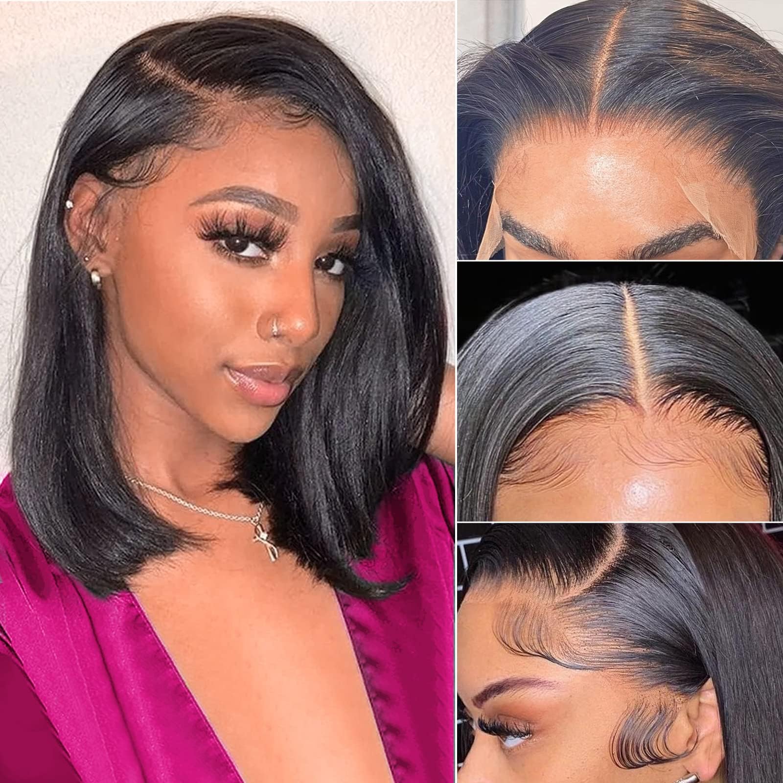 Amazon.com : Hoacon 14 Inch Bob Wig Human Hair 13x4 Bob Lace Front Wigs ...