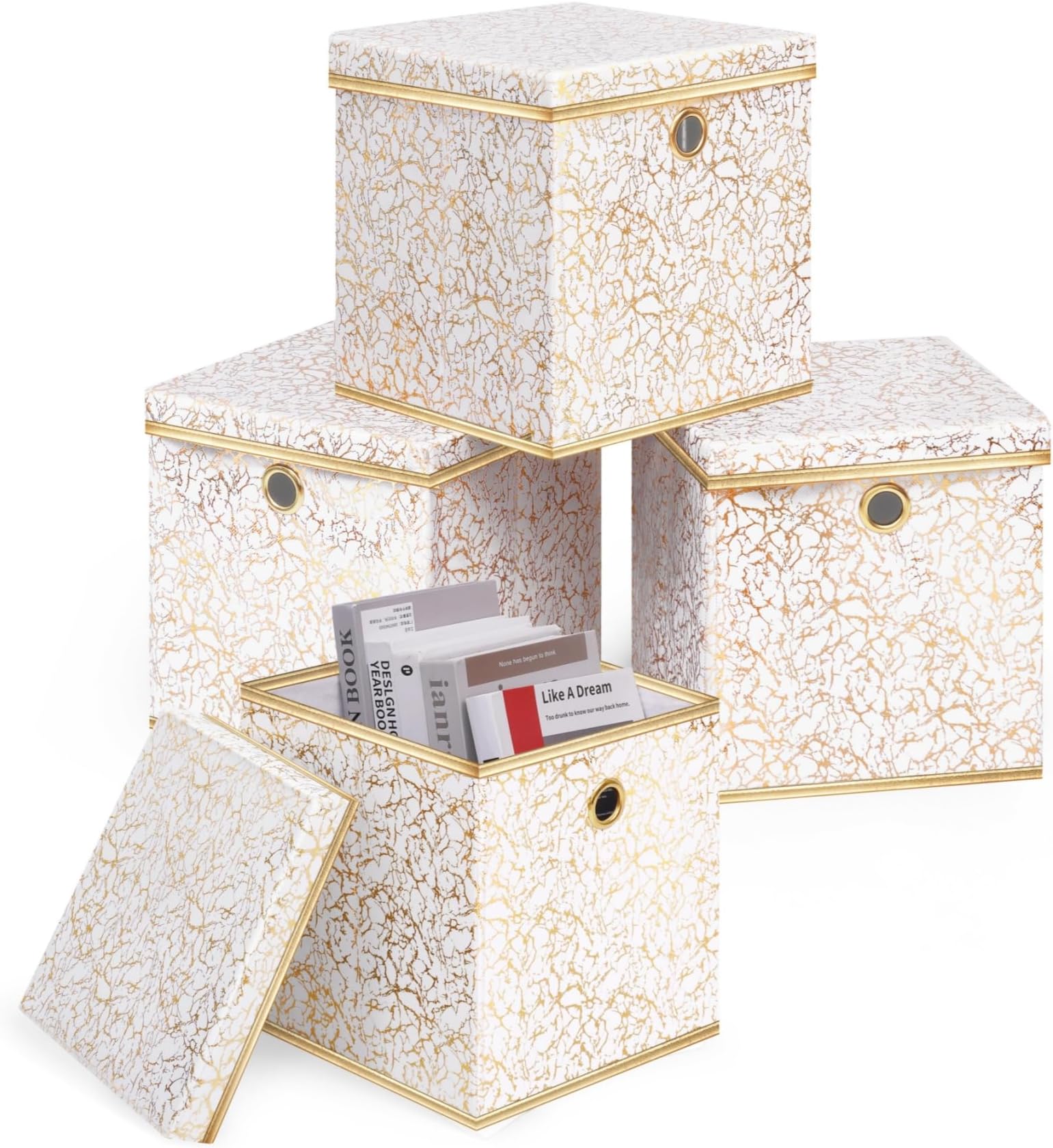 Amazon.com - HEAYEEG Black Collapsible Cube Storage Bins with Lids ...