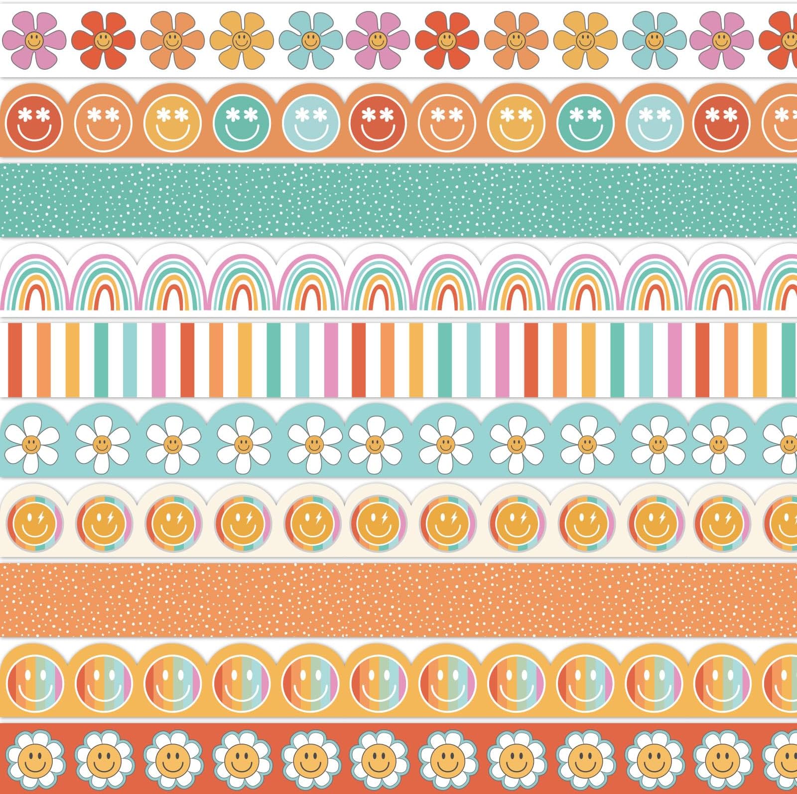 Amazon.com: AnyDesign 80Ft Retro Groovy Bulletin Board Borders Boho ...