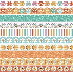 Amazon.com: AnyDesign 80Ft Retro Groovy Bulletin Board Borders Boho ...
