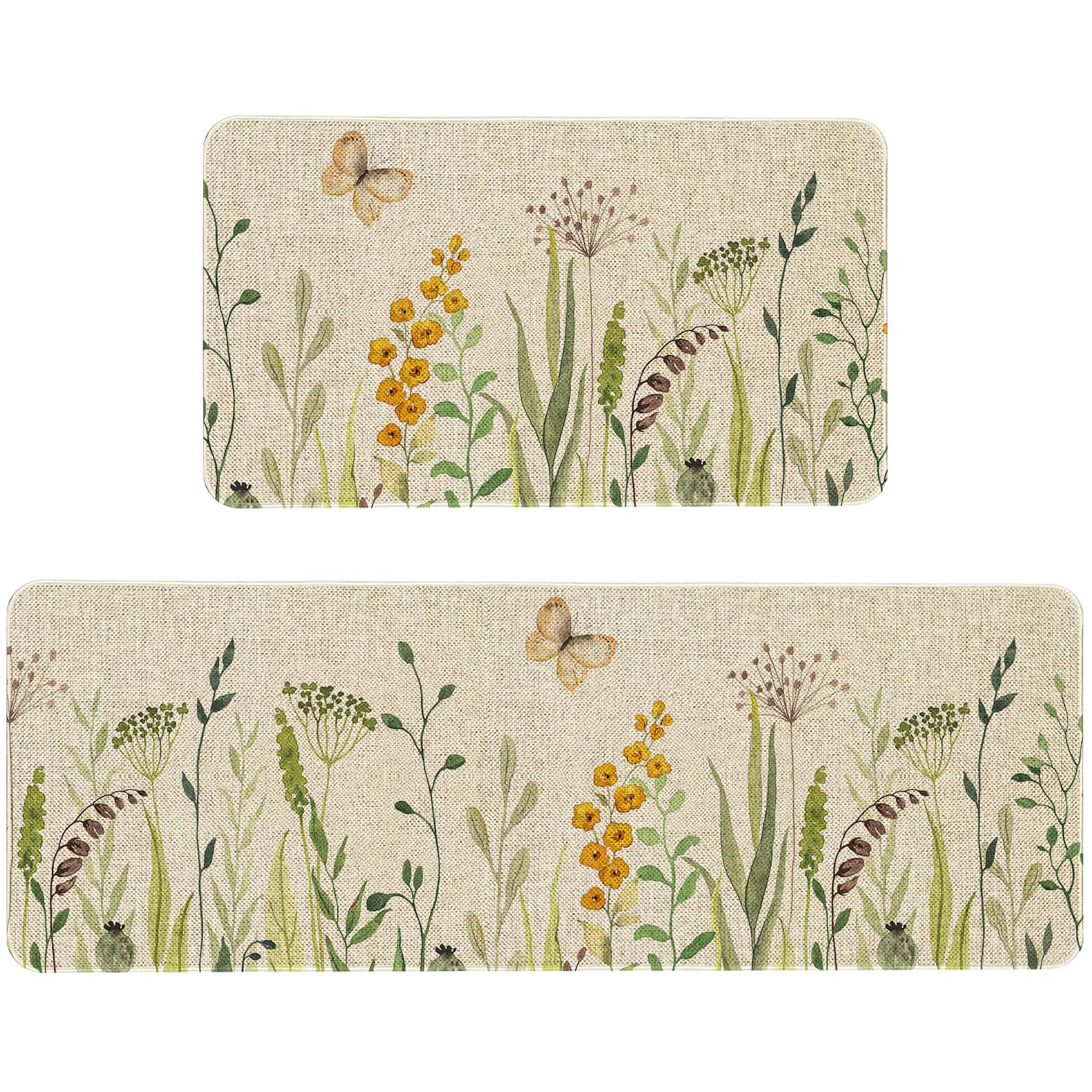 Mloabuc Spring Flower Kitchen Rug Sets 2 Piece Farmhouse Summer Kitchen ...