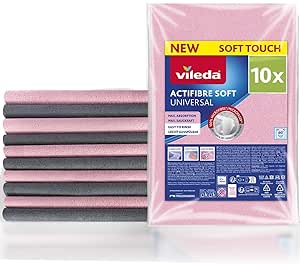 Vileda Actifibre Soft Multipack 10 Cloths | Streak-free Cleaning ...